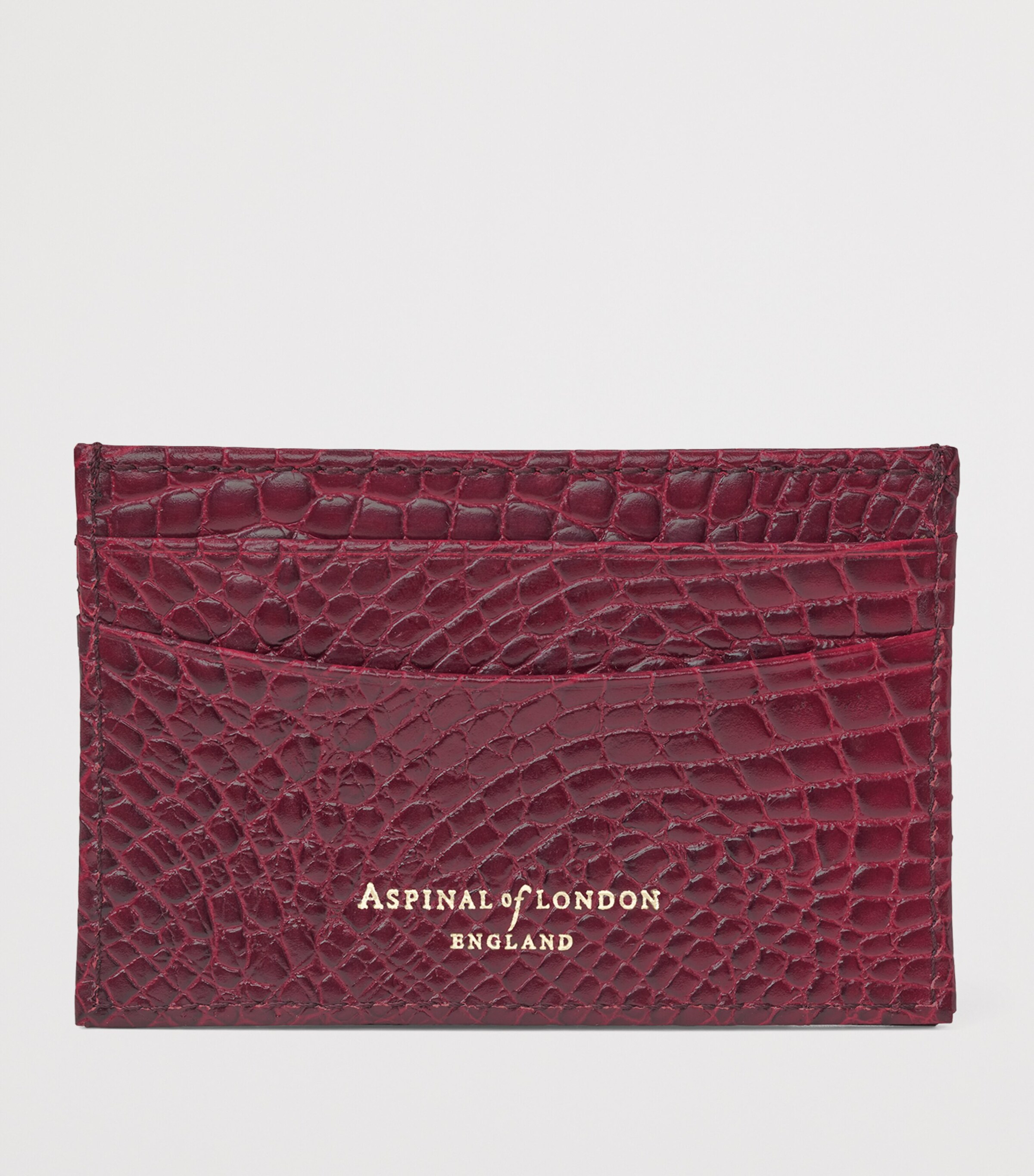 Aspinal Of London Burgundy Croc-Embossed Leather Slim Card Holder ...