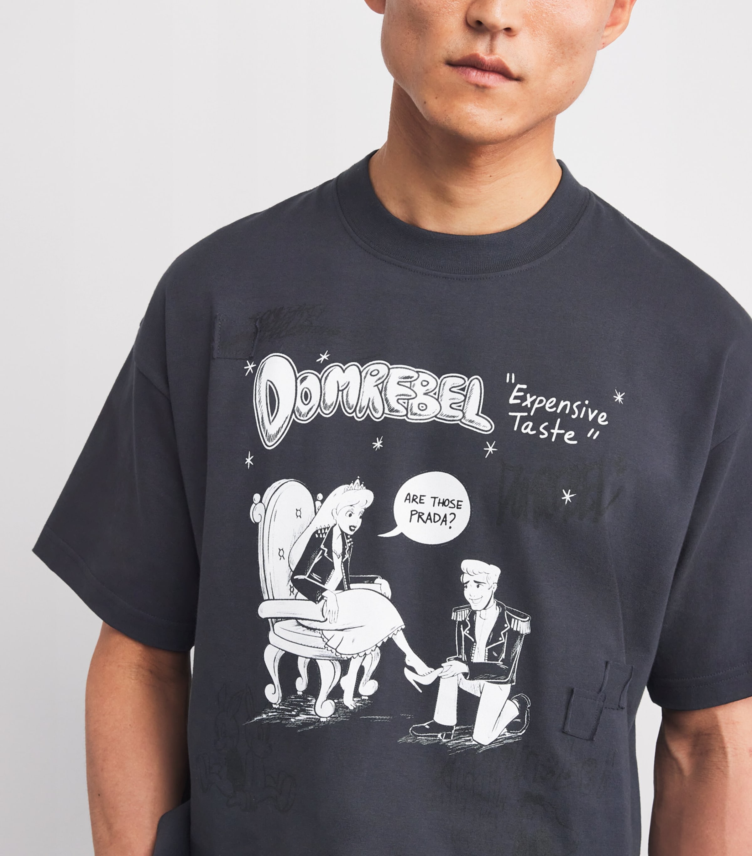 DOMREBEL Black Cotton Expensive Taste T-Shirt | Harrods US