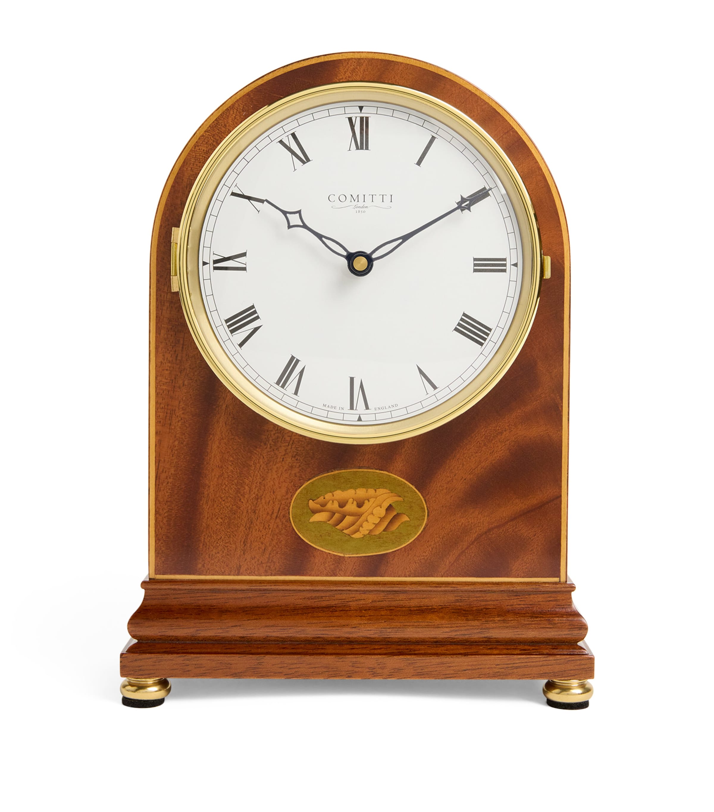 Comitti Mahogany Regency Arch Top Mantle Clock | Harrods UK