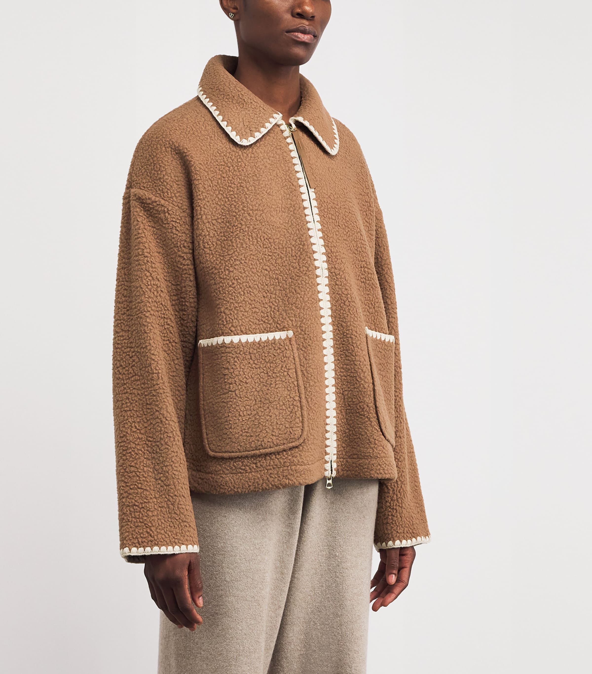 Varley Brown Fleece Embroidered Ruiko Jacket | Harrods US