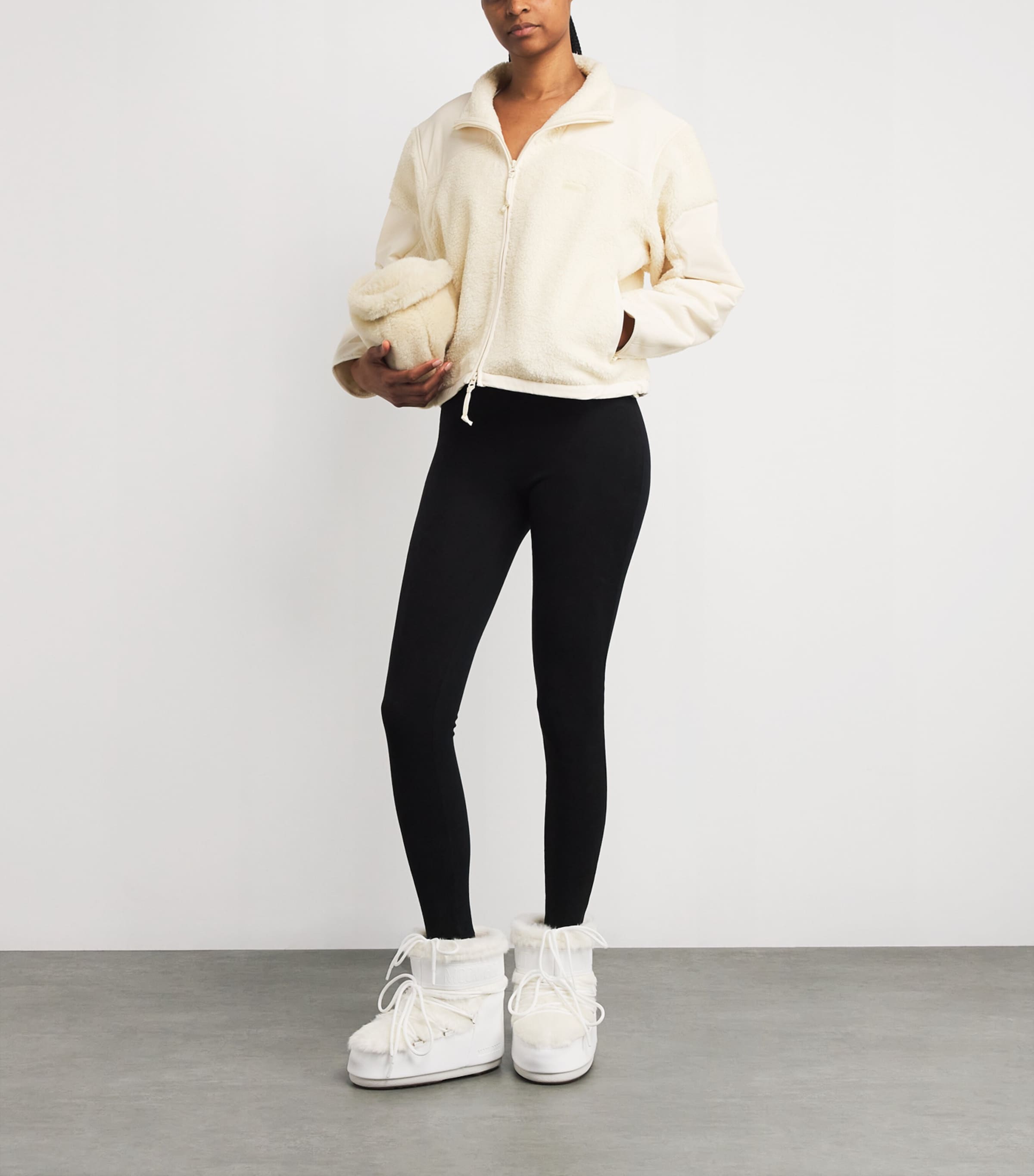 Skims Ivory Teddy Boxy Zip-Up Jacket | Harrods UK
