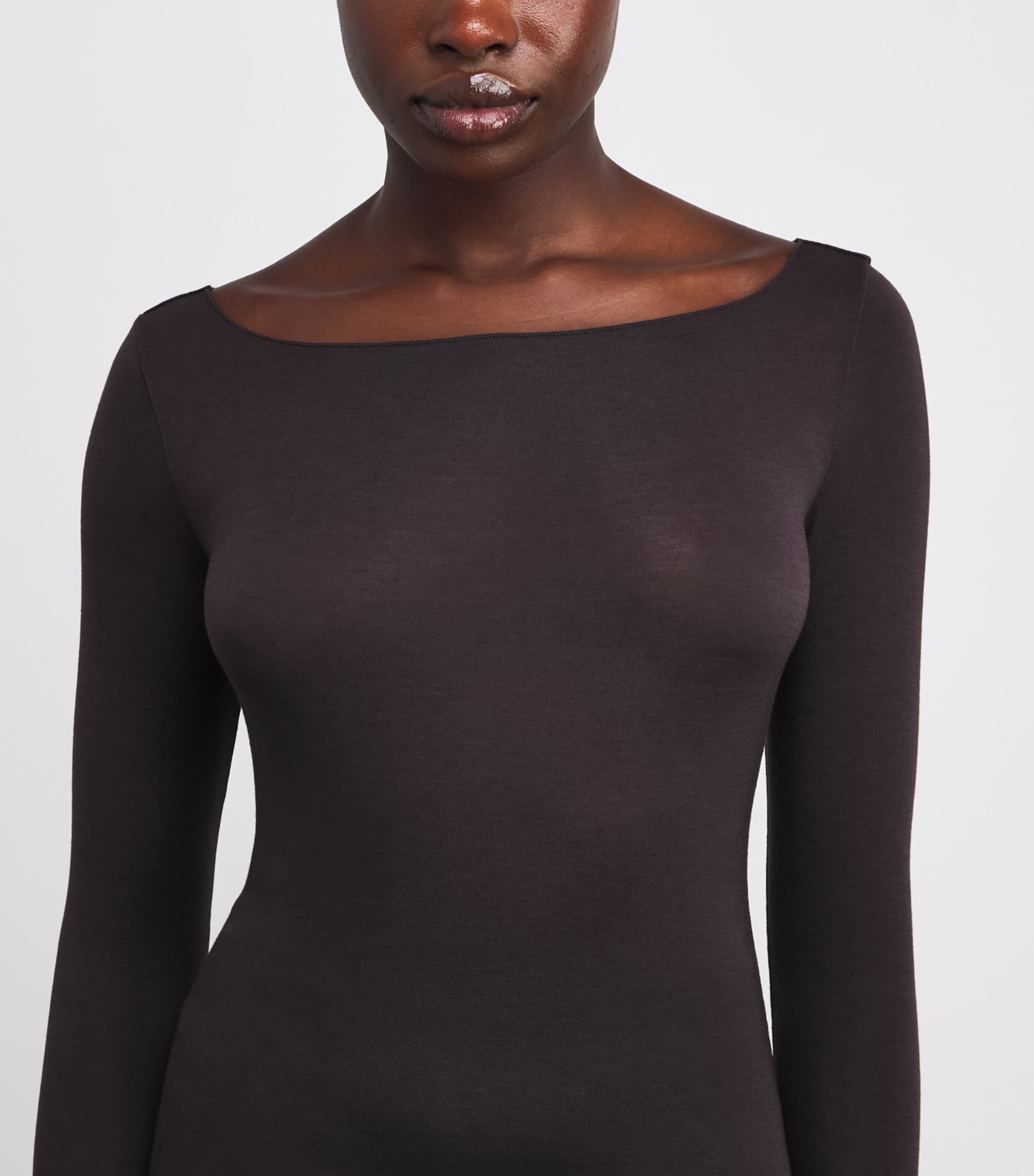 Skims Burgundy Sheer Modal Boat-Neck T-Shirt | Harrods US