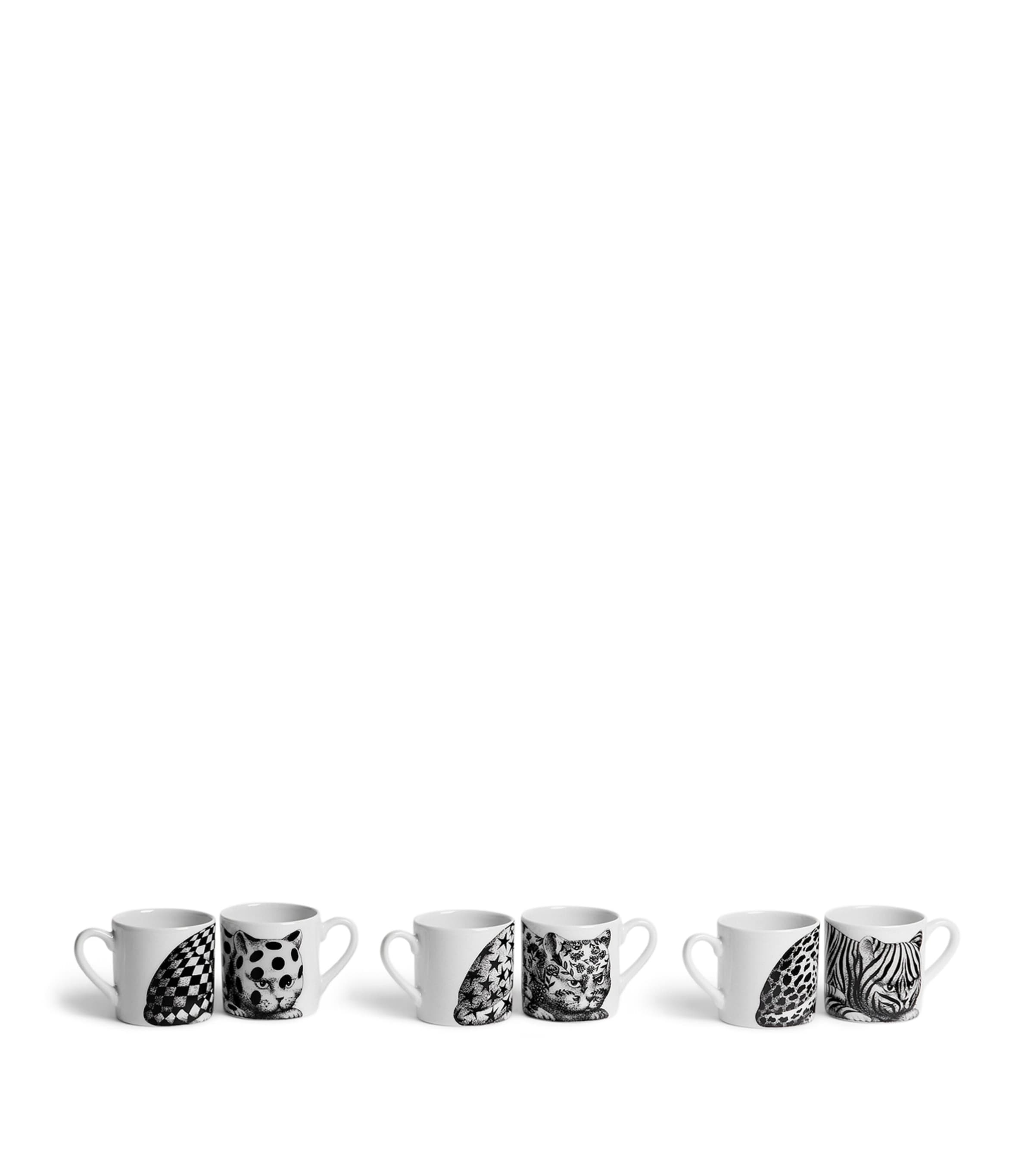 Fornasetti Set of 6 High Fidelity Coffee Cups | Harrods US