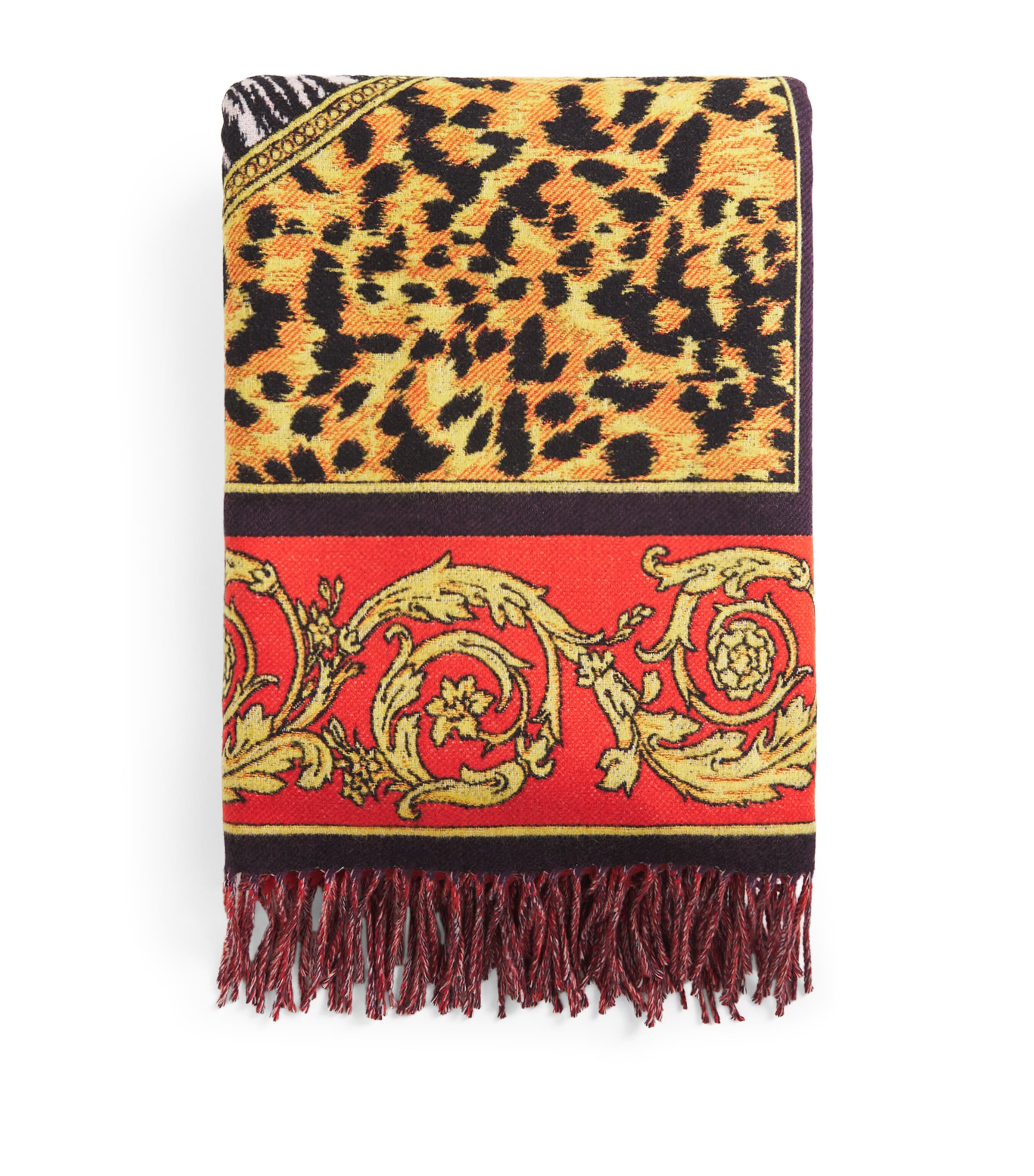 Versace Wool Jacquard Wild Cats Throw (143cm x 148cm) | Harrods CH
