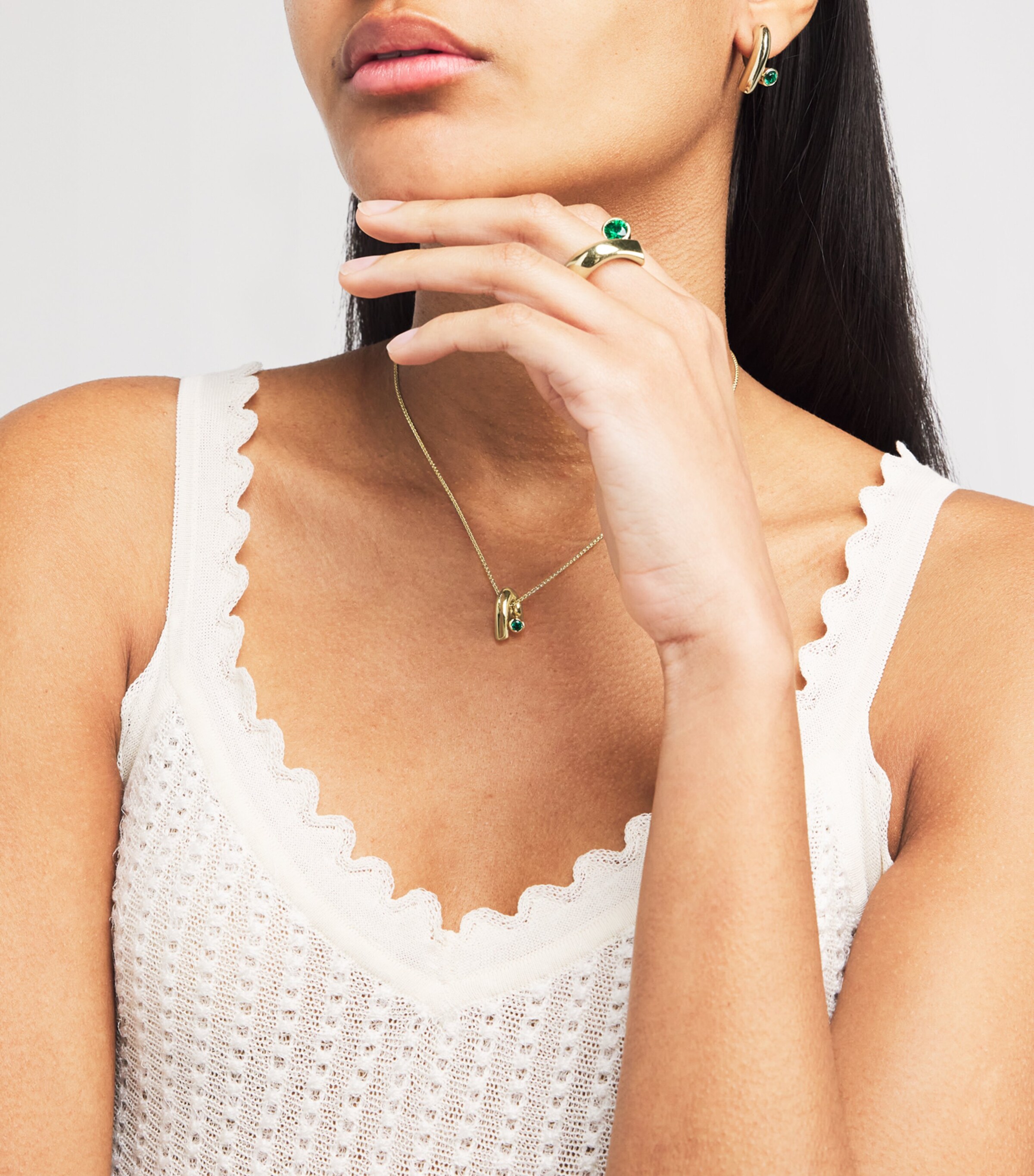 Tabayer Yellow Gold and Emerald Oera Necklace | Harrods US