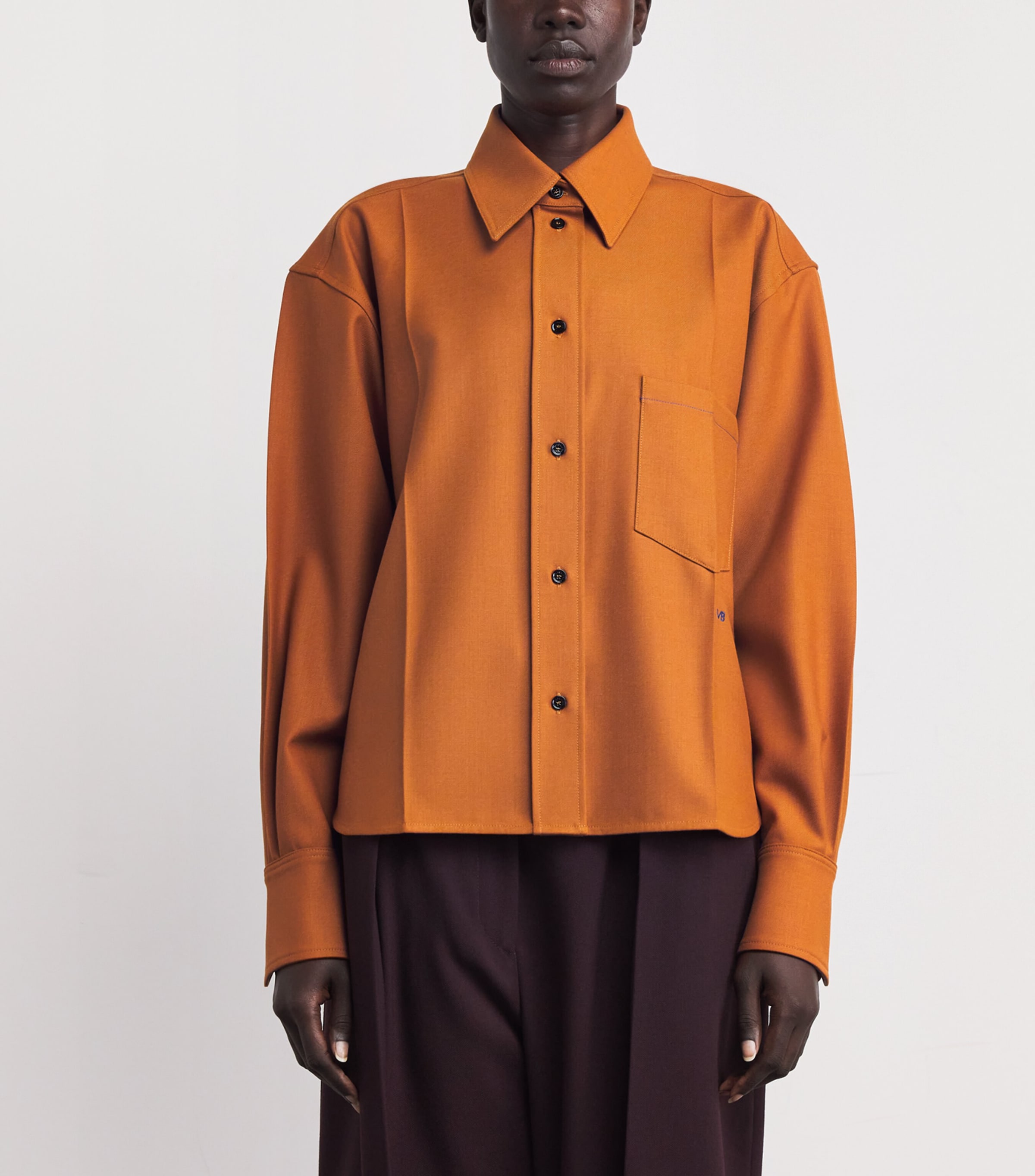Victoria Beckham Orange Cropped Long-Sleeve Shirt | Harrods NL