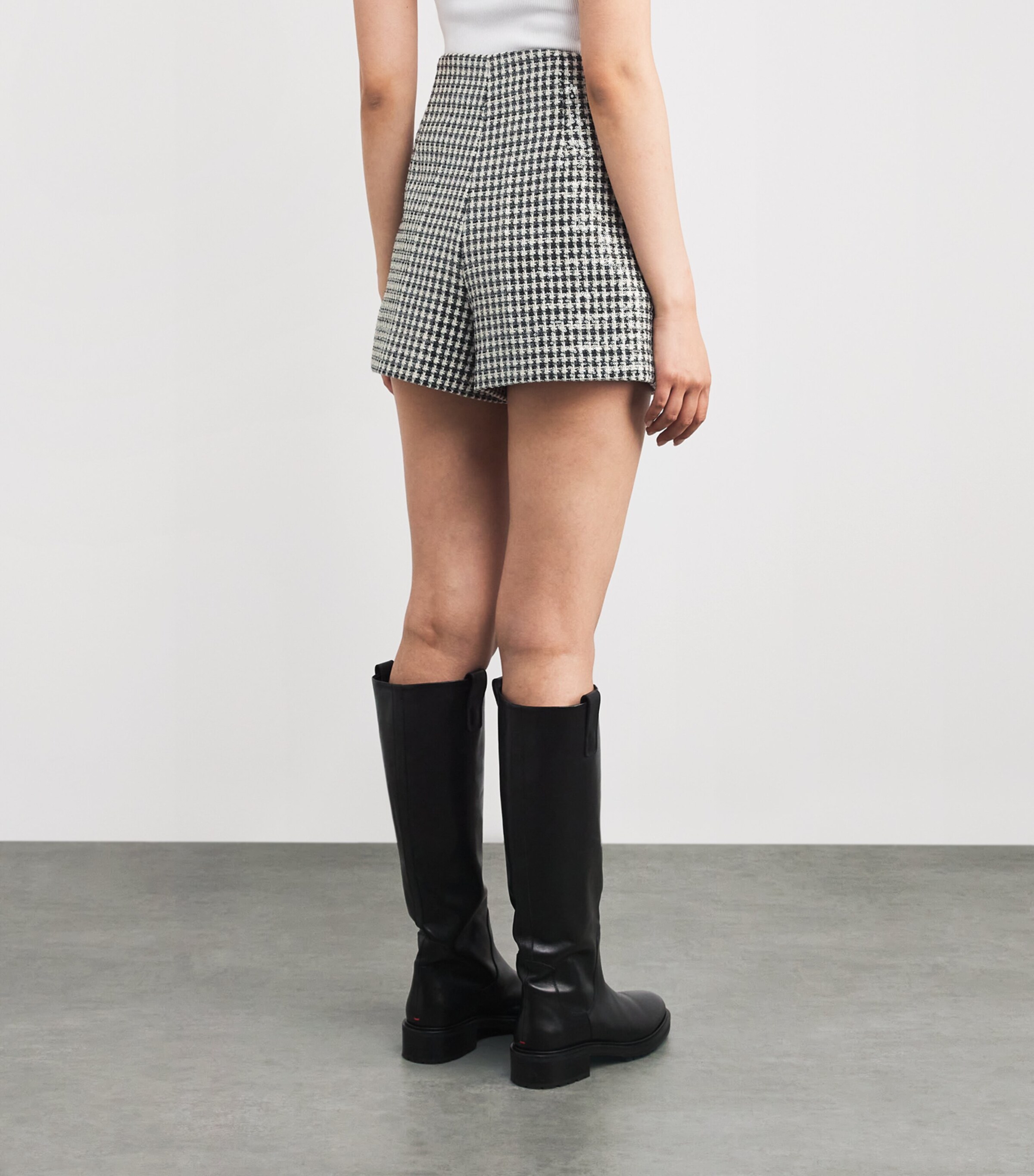 Sandro Paris Black Tweed Sequinned Houndstooth Shorts | Harrods UK