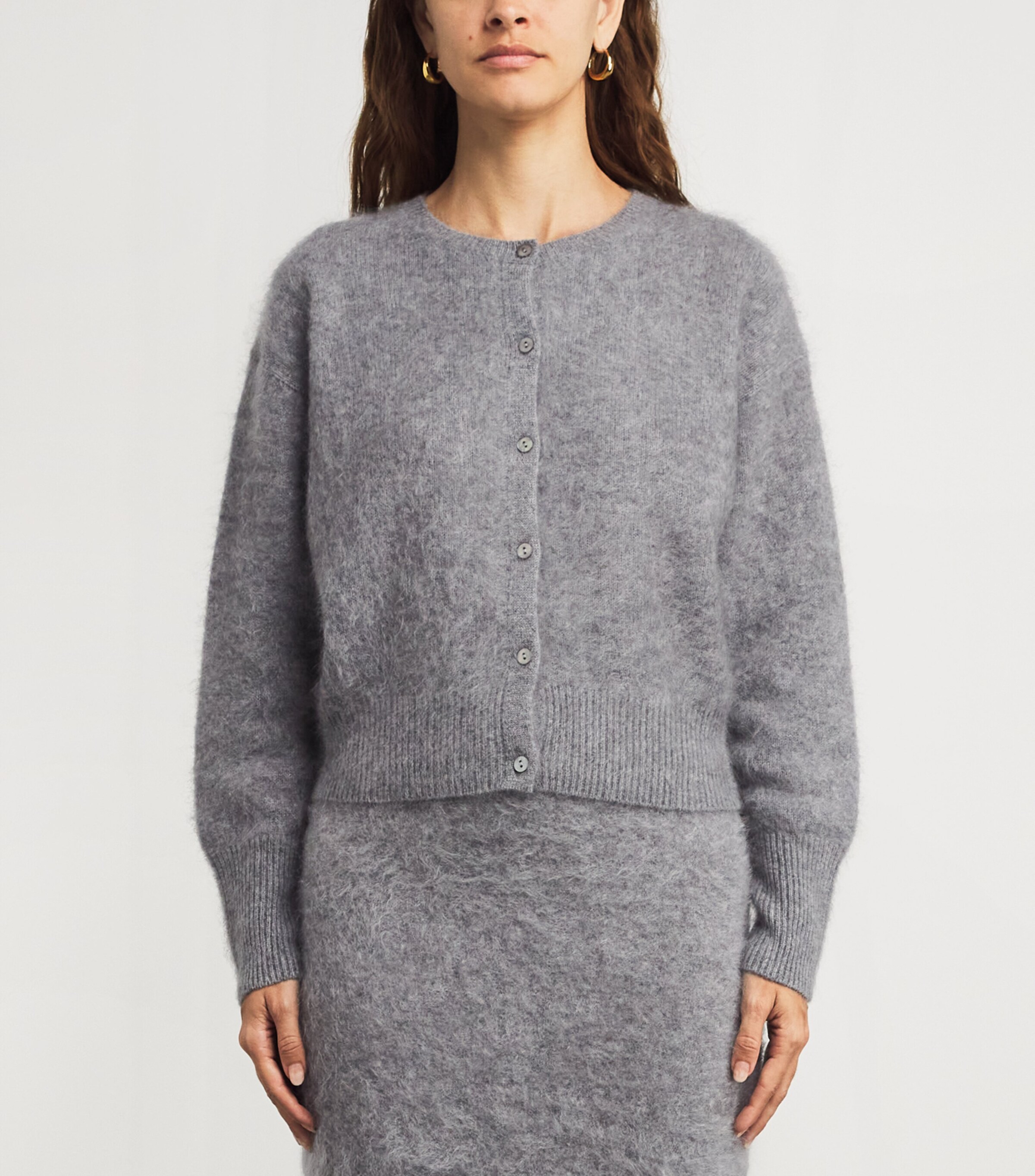 Almada Label Grey Brushed Cashmere Coco Cardigan | Harrods SG