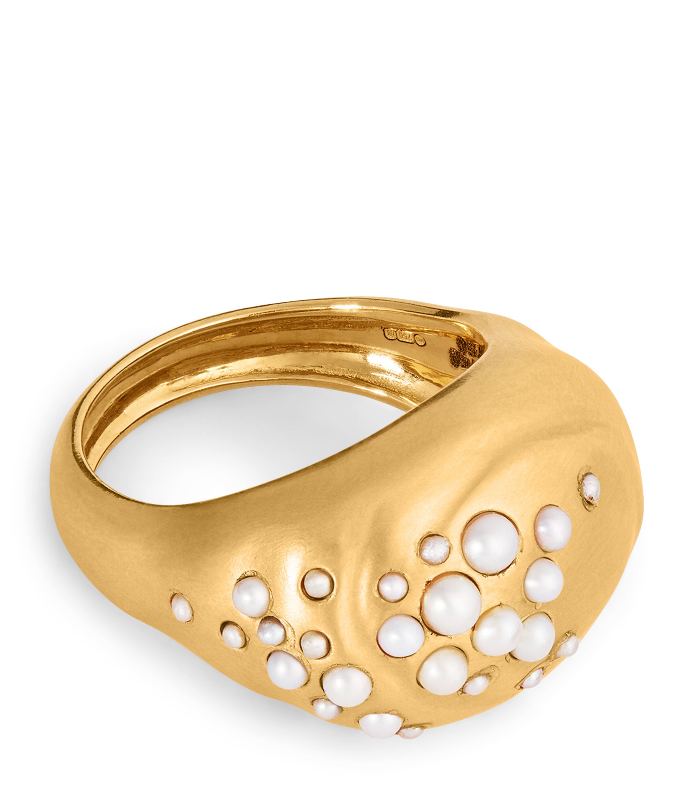 Nada Ghazal Yellow Gold and Pearl Pop of Hope Ring | Harrods UK
