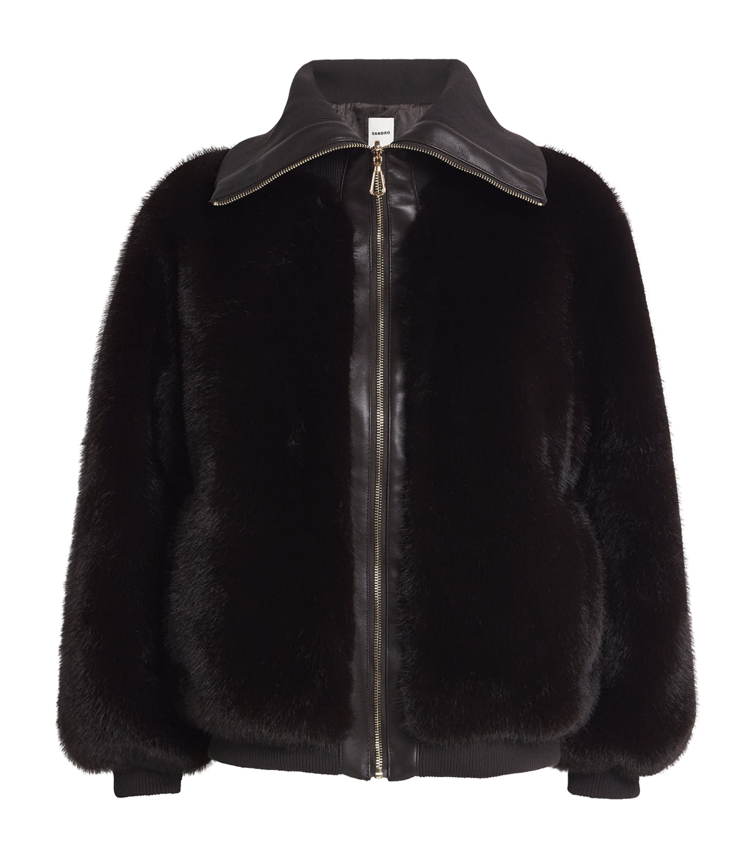 Sandro Paris Brown Faux Fur Cropped Jacket | Harrods UK