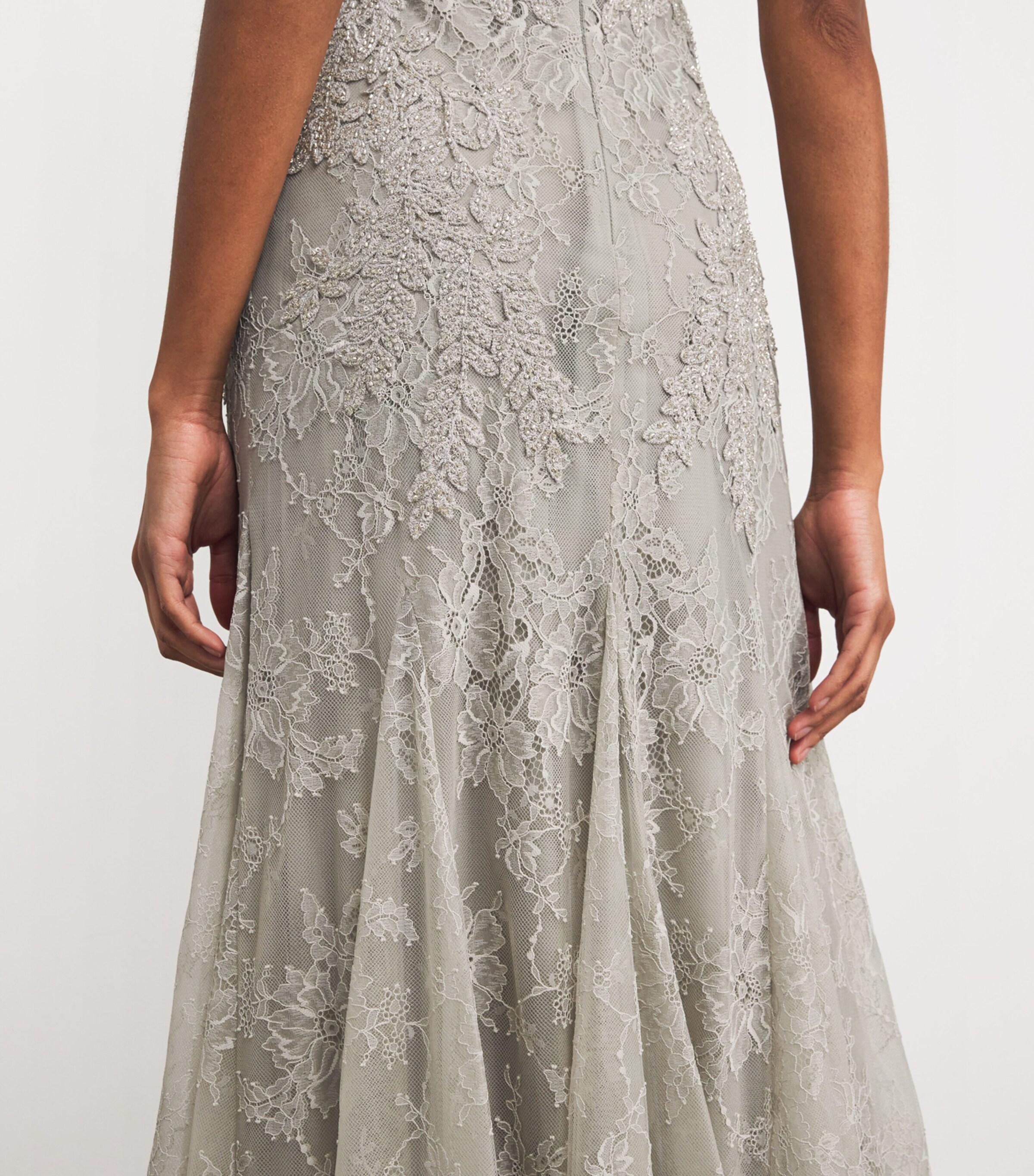Costarellos Grey Lace Elyisa Gown | Harrods UK