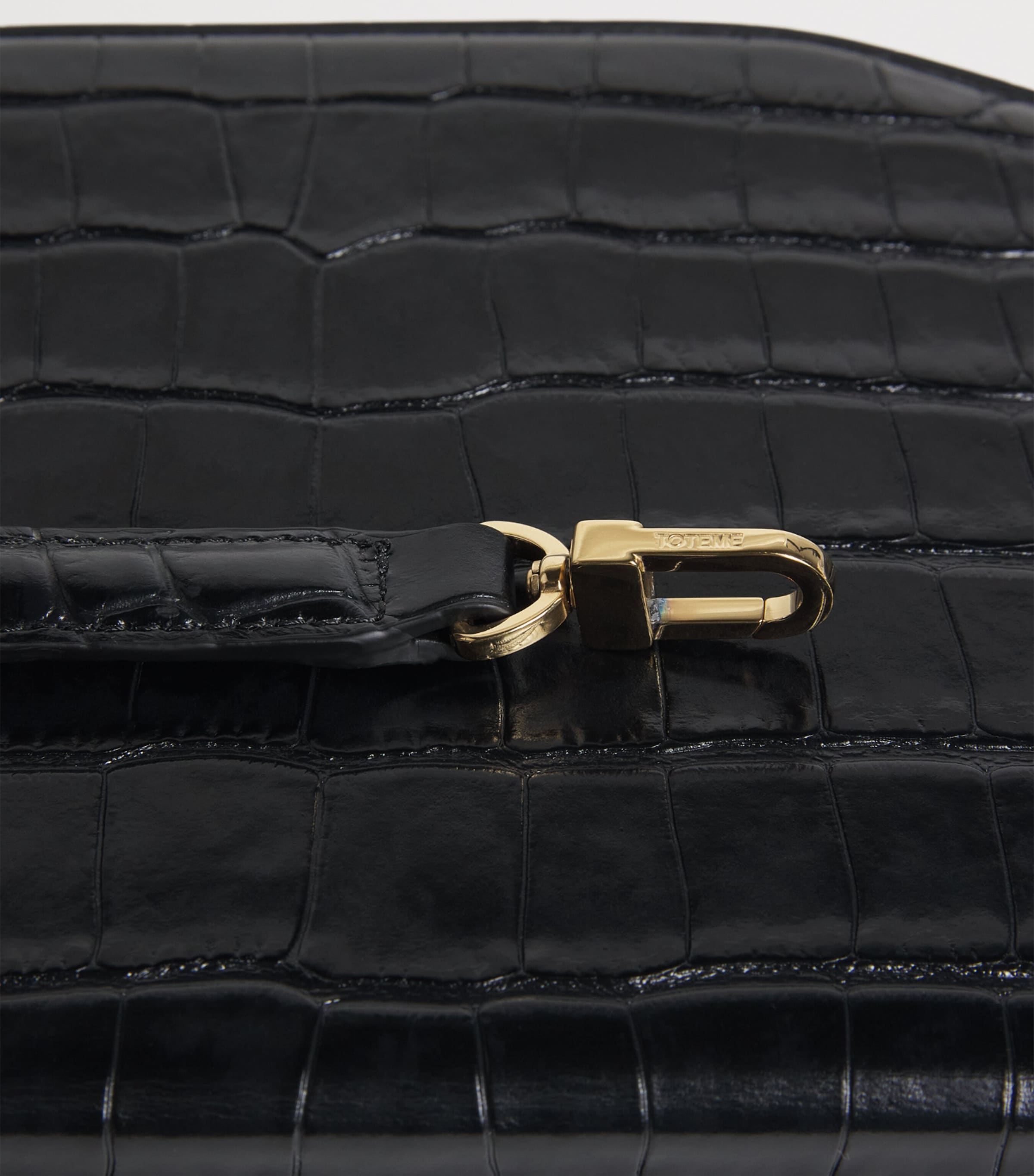 Toteme Black Croc-Embossed Leather Shoulder Bag | Harrods CA
