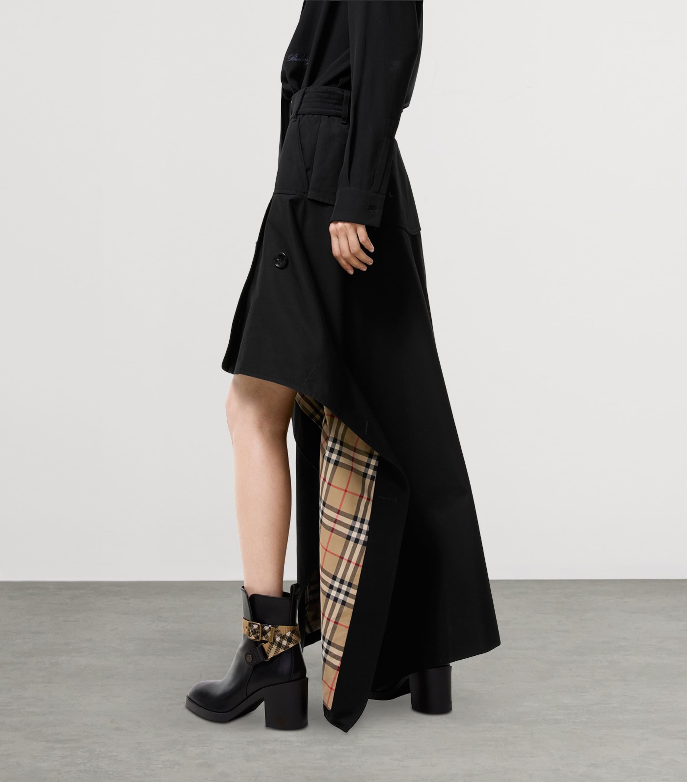 Burberry Black Gabardine Asymmetrical Trench Midi Skirt | Harrods US
