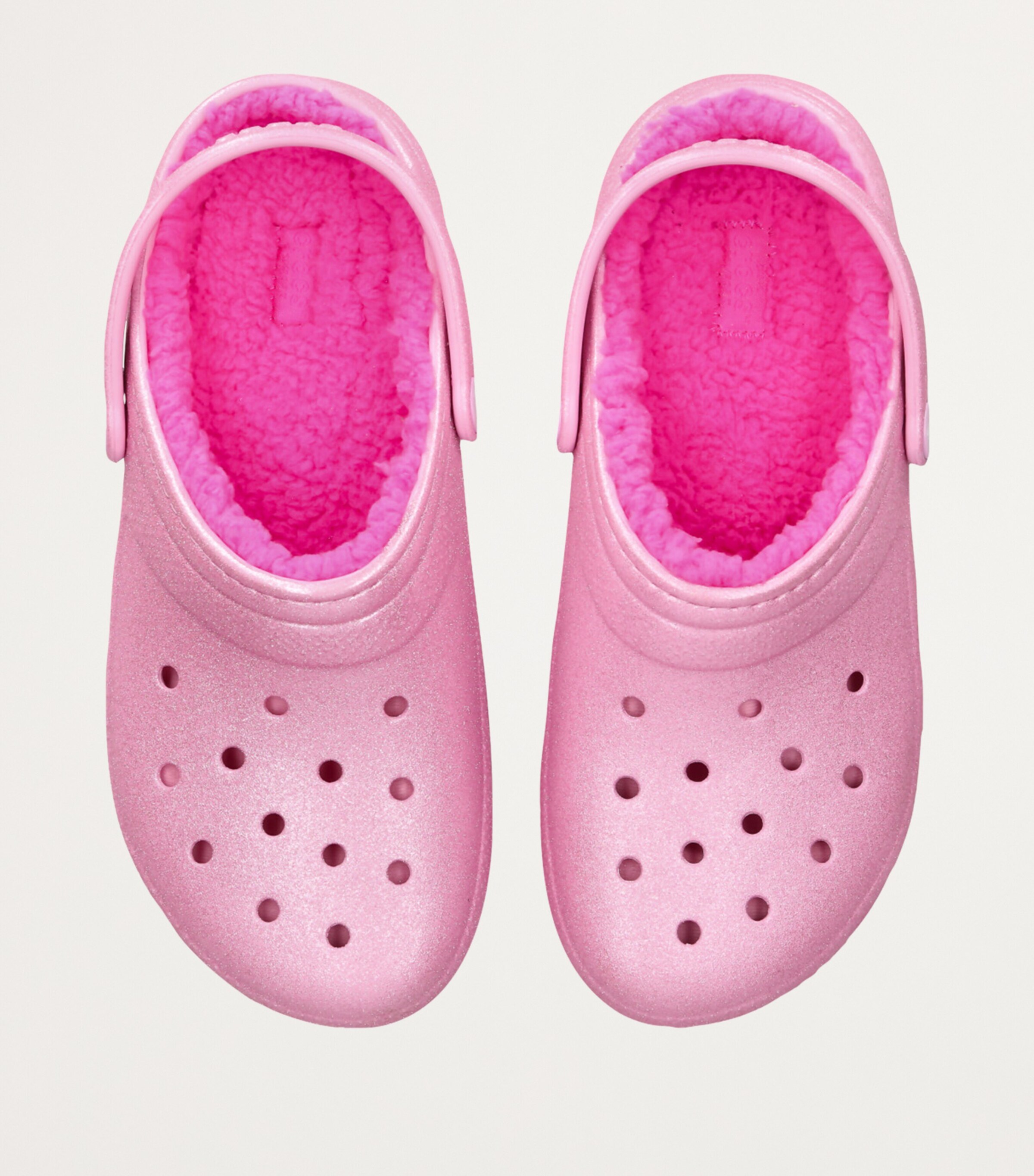 CROCS KIDS Pink Classic Fleece-Lined Glittered Clogs | Harrods UK