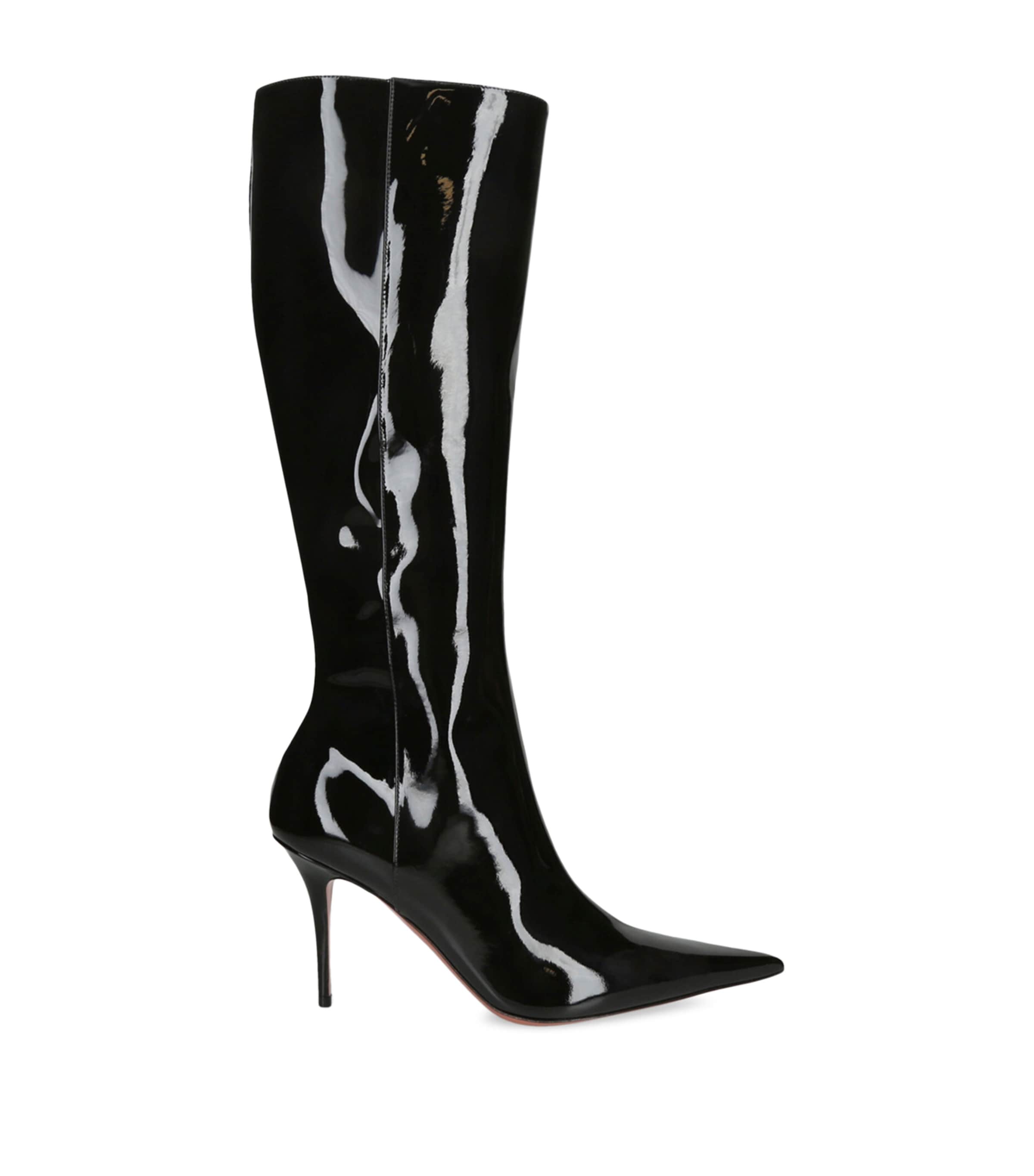 Amina Muaddi Black Patent Leather Barbara Boots 90 | Harrods US
