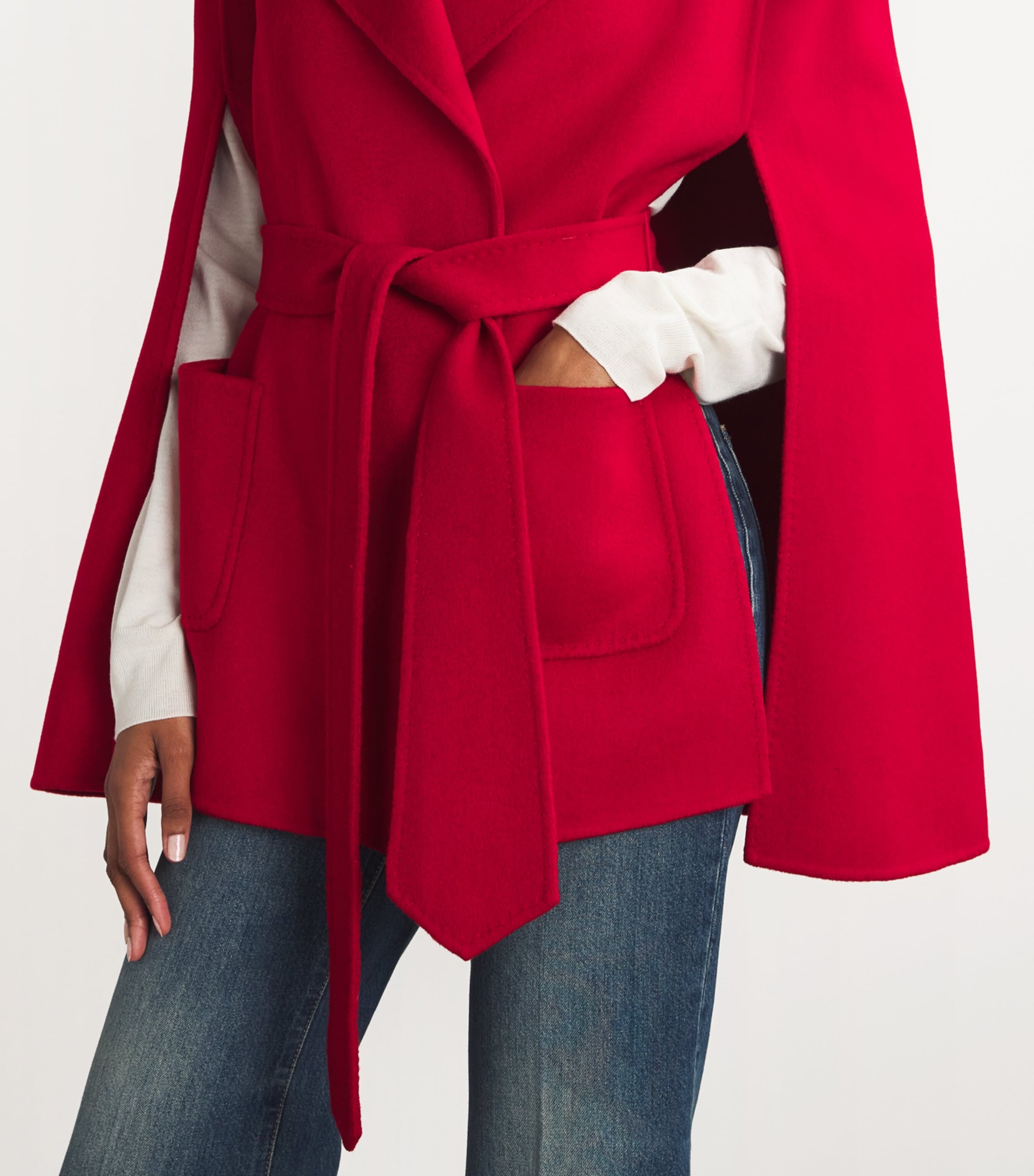 Wolk Morais Red Cashmere Tie-Waist Cape | Harrods UK