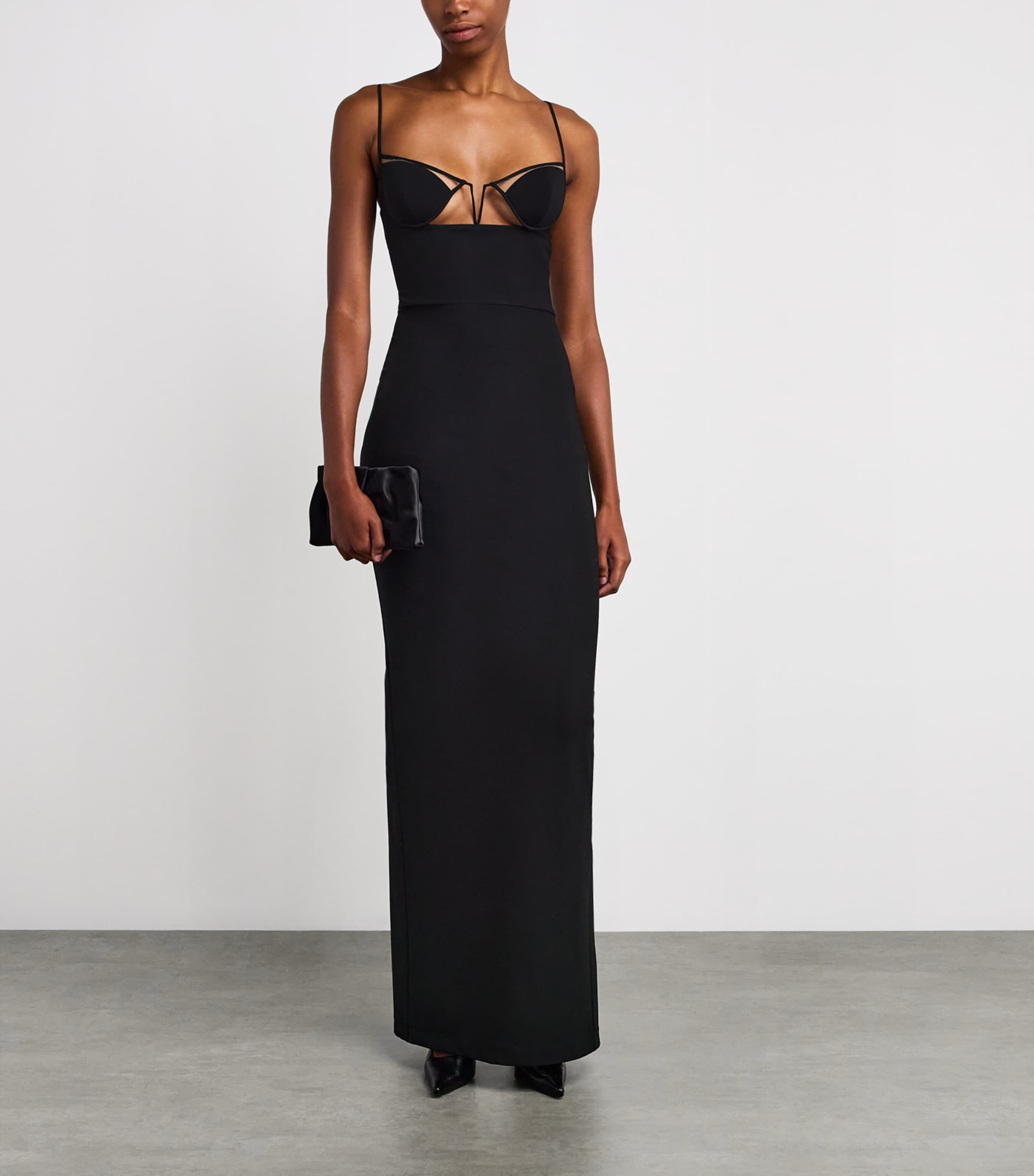 Nensi Dojaka Black V-Wire Bra Maxi Dress | Harrods HK