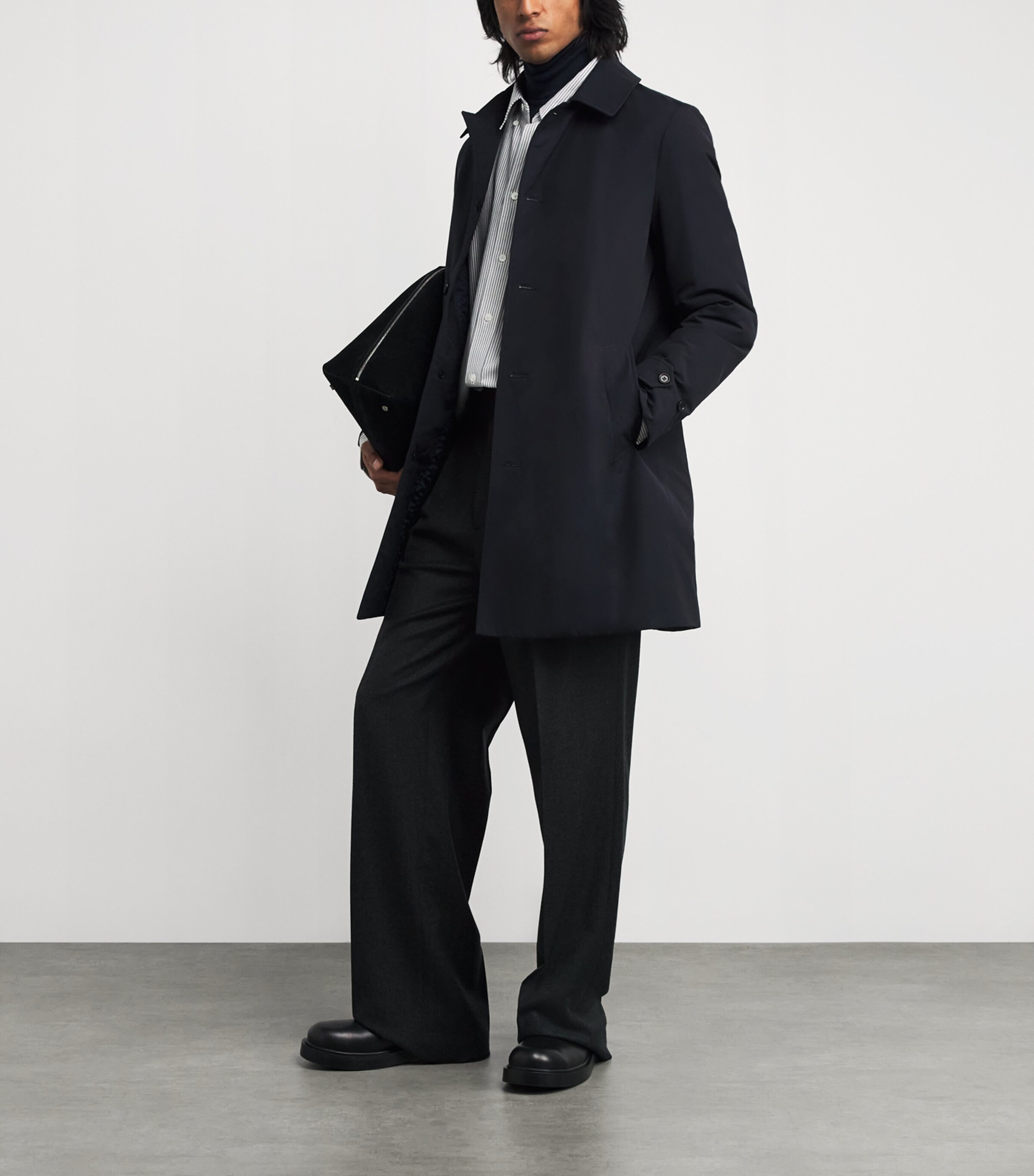 Aspesi Navy Cotton-Blend Down Overcoat | Harrods UK