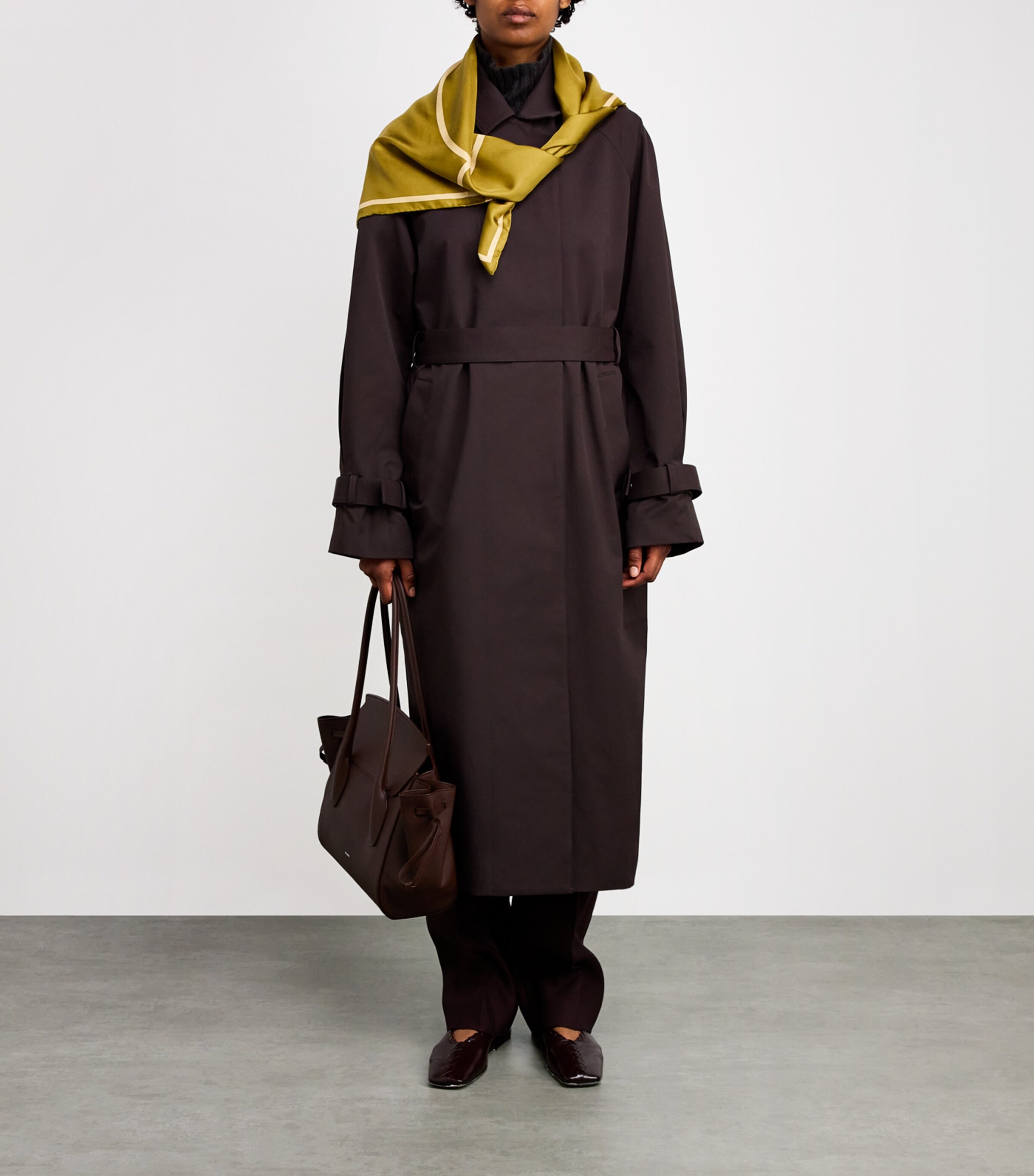 MM Green Silk Logo Stole Scarf | Harrods PR