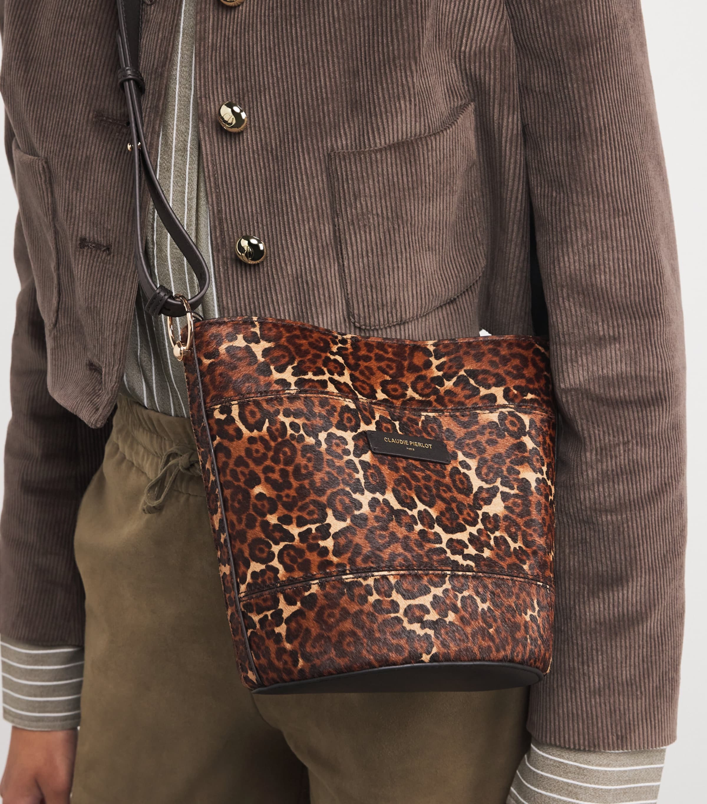 Claudie Pierlot Multi Calf Hair Solveig Bucket Bag | Harrods UK