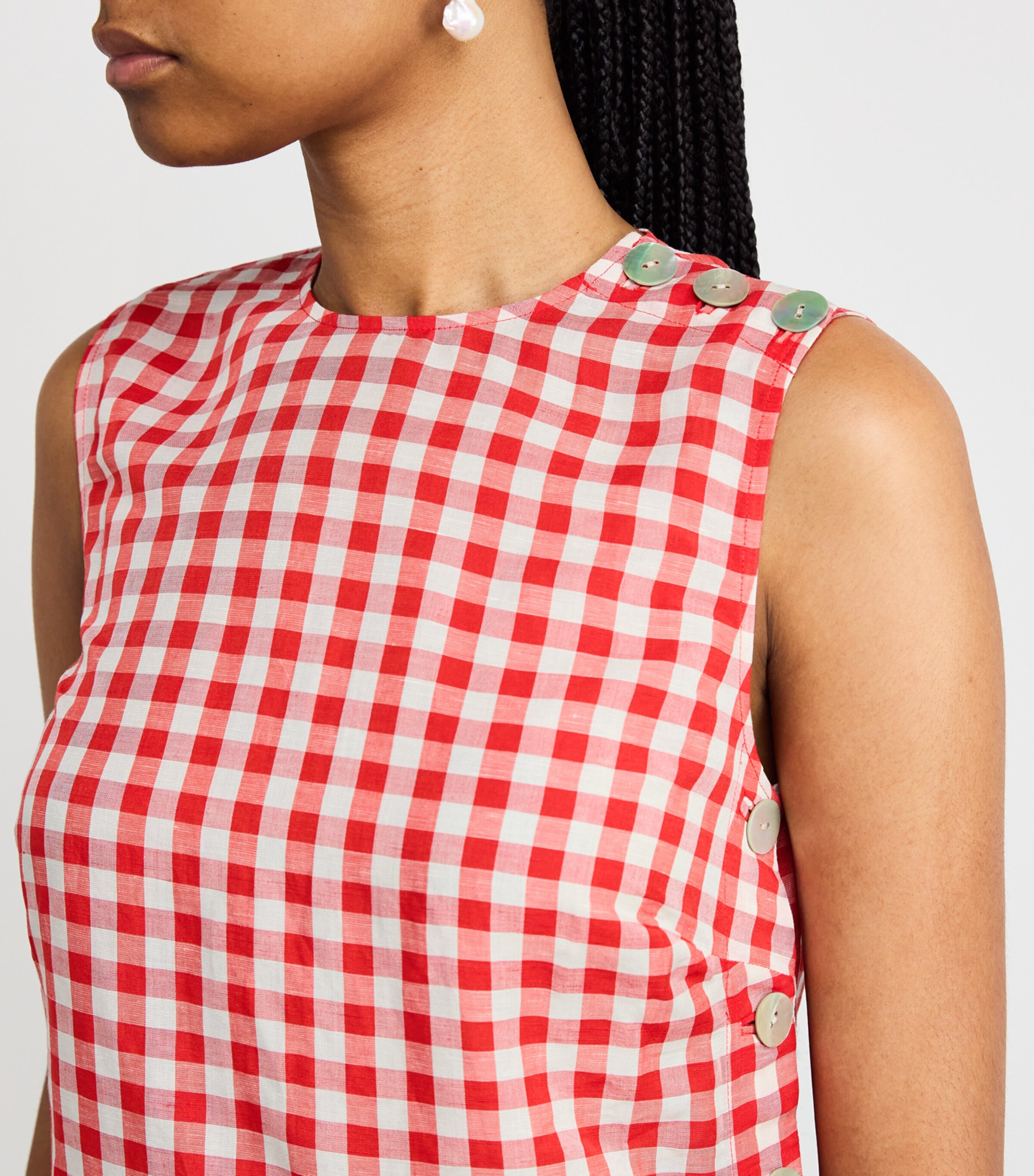 DÔEN Red Gingham Coralie Mini Dress | Harrods UK