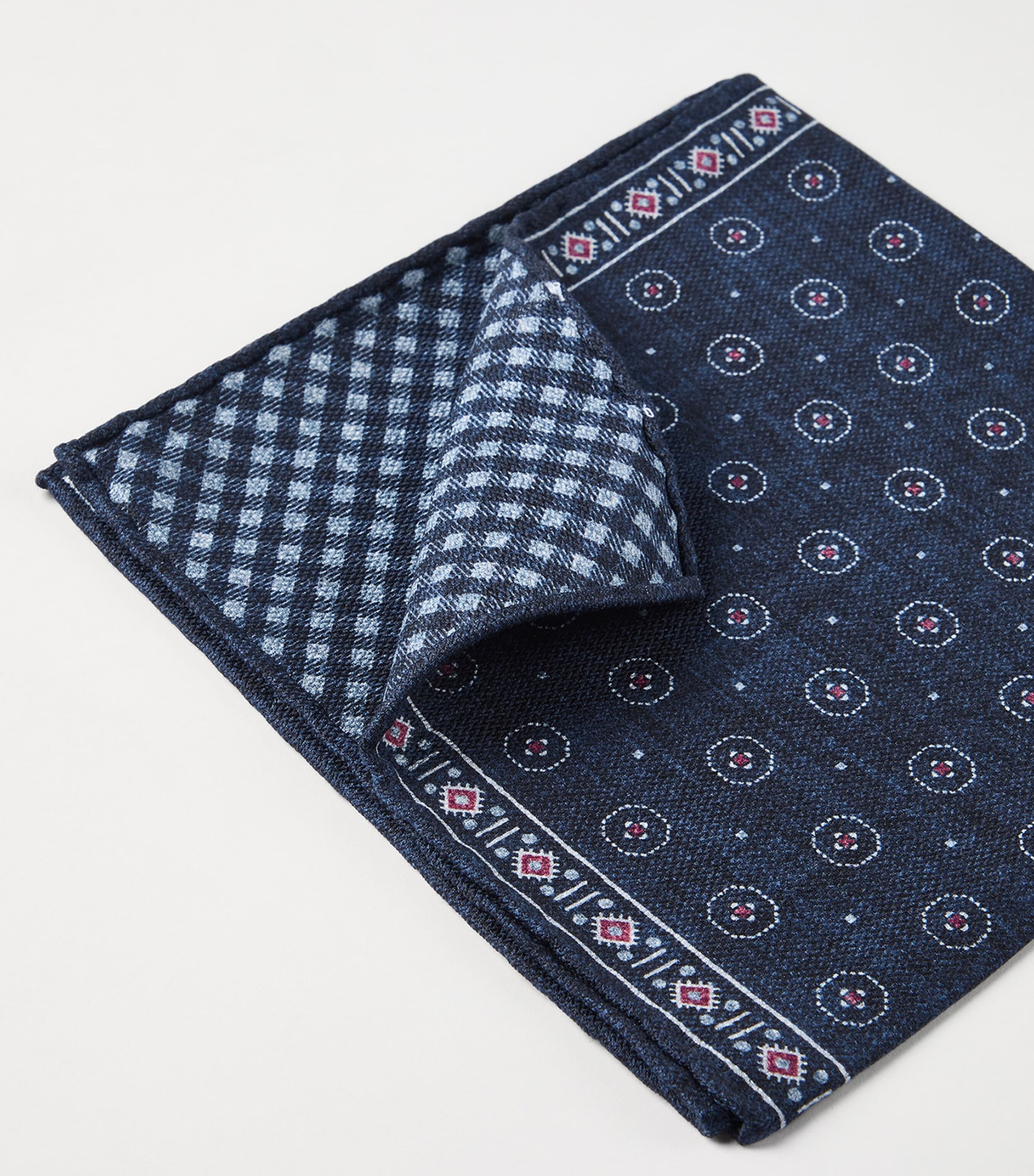 Brunello Cucinelli Blue Silk Printed Pocket Square | Harrods UK