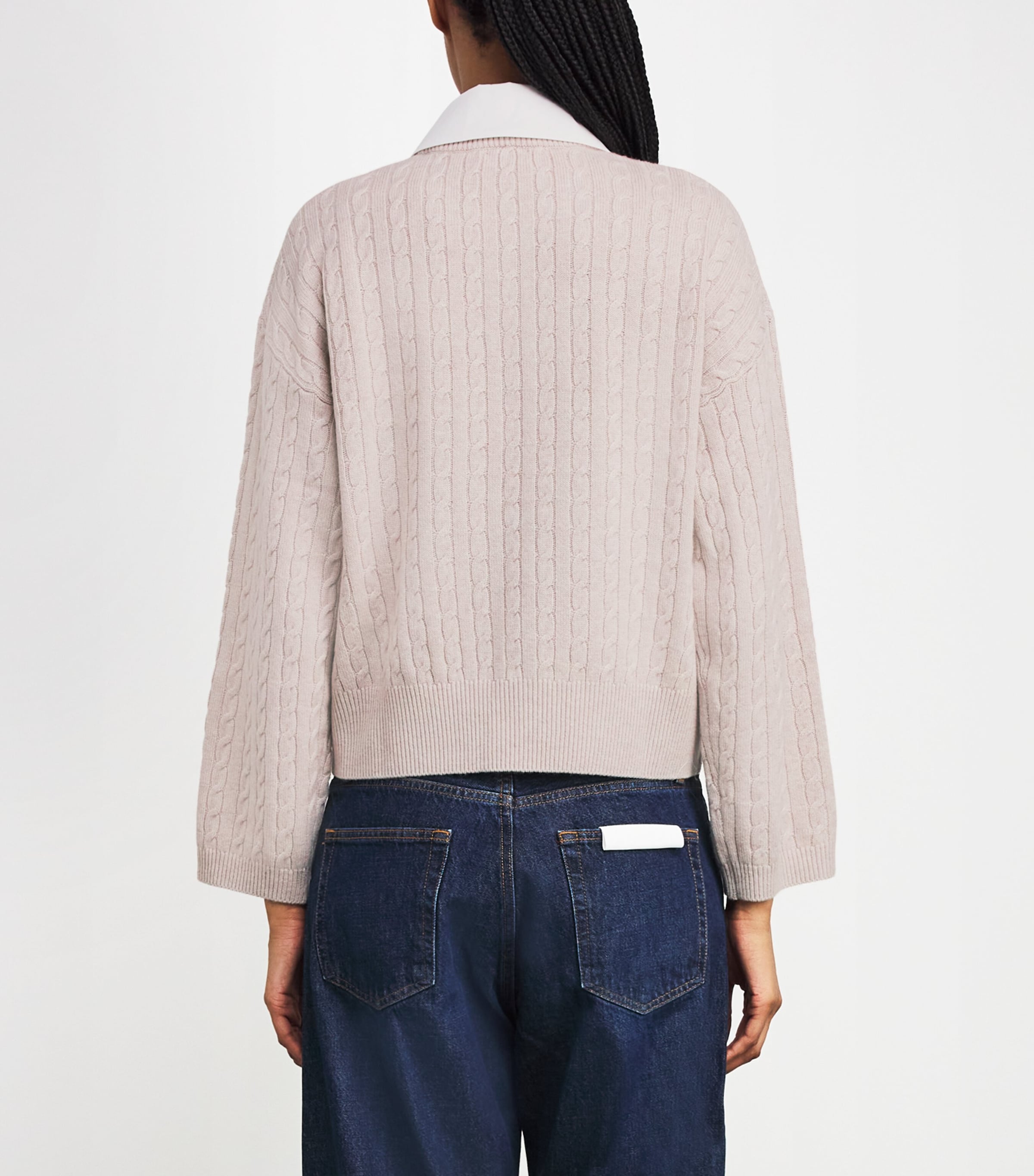 Claudie Pierlot White Wool-Cashmere Collar-Insert Sweater | Harrods BE