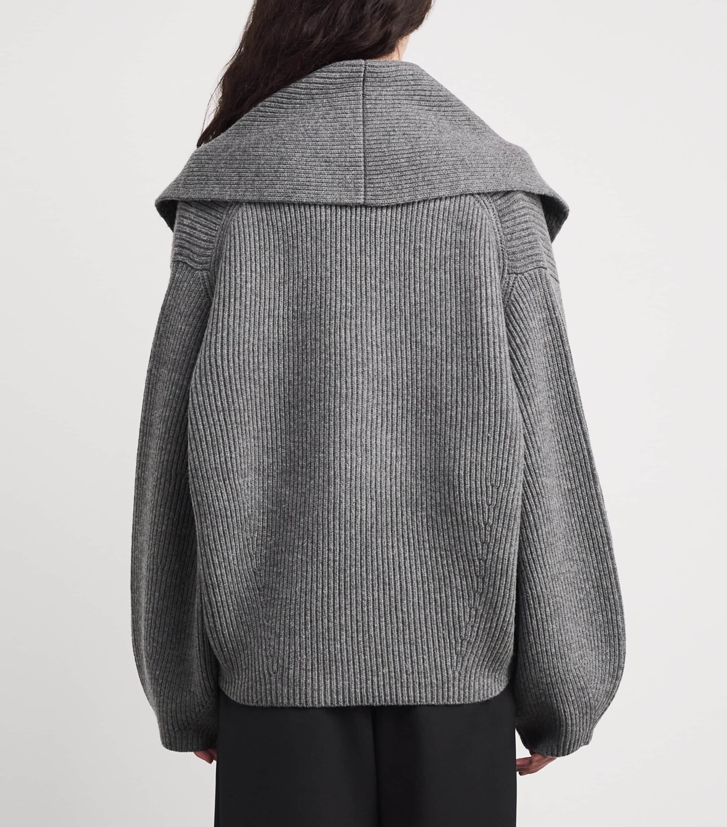 Toteme Grey Wool-Blend Shawl Cardigan | Harrods UK