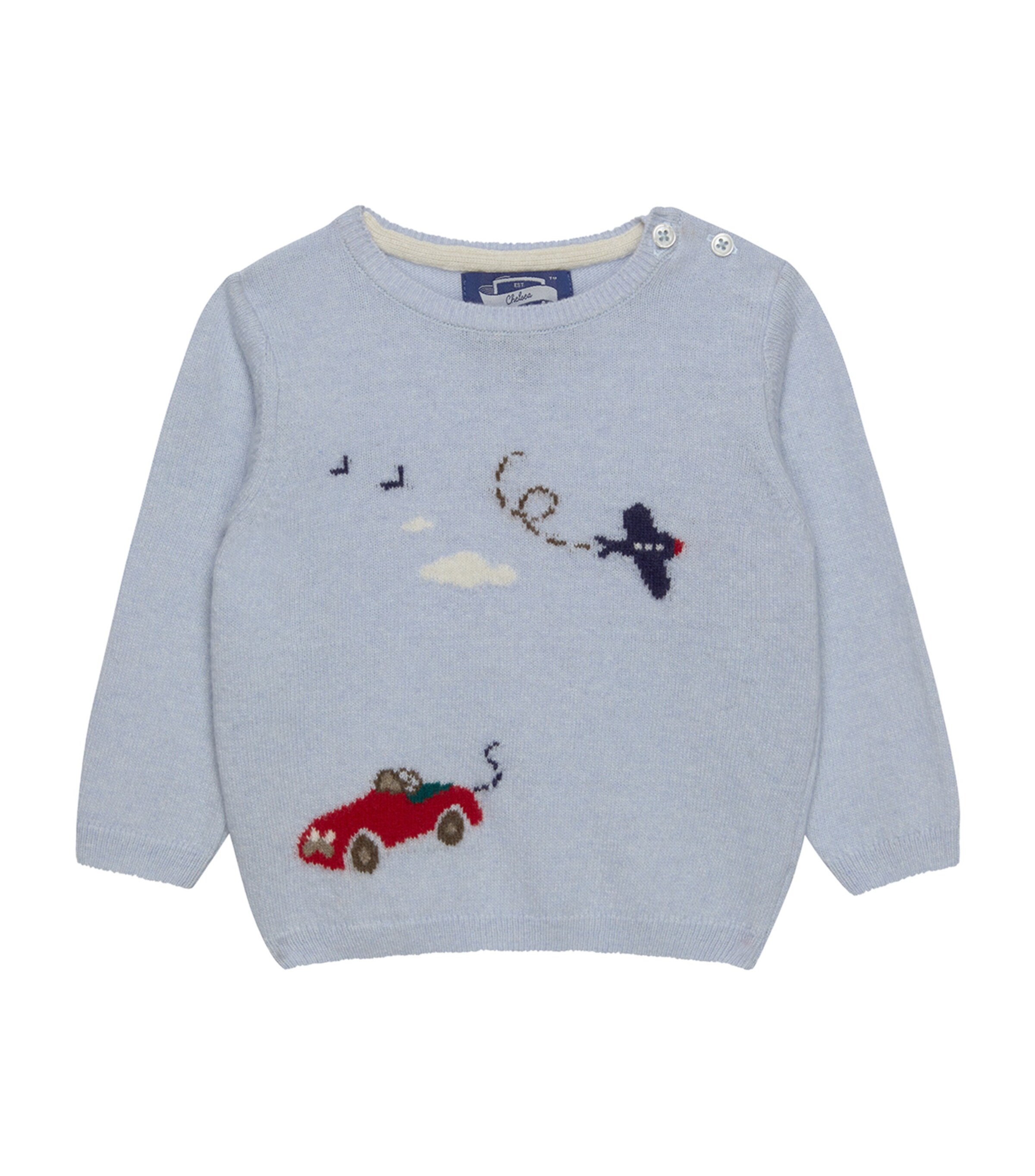 Trotters Blue Wool-Blend Herbie and Wilbur Sweater (3-24 Months ...