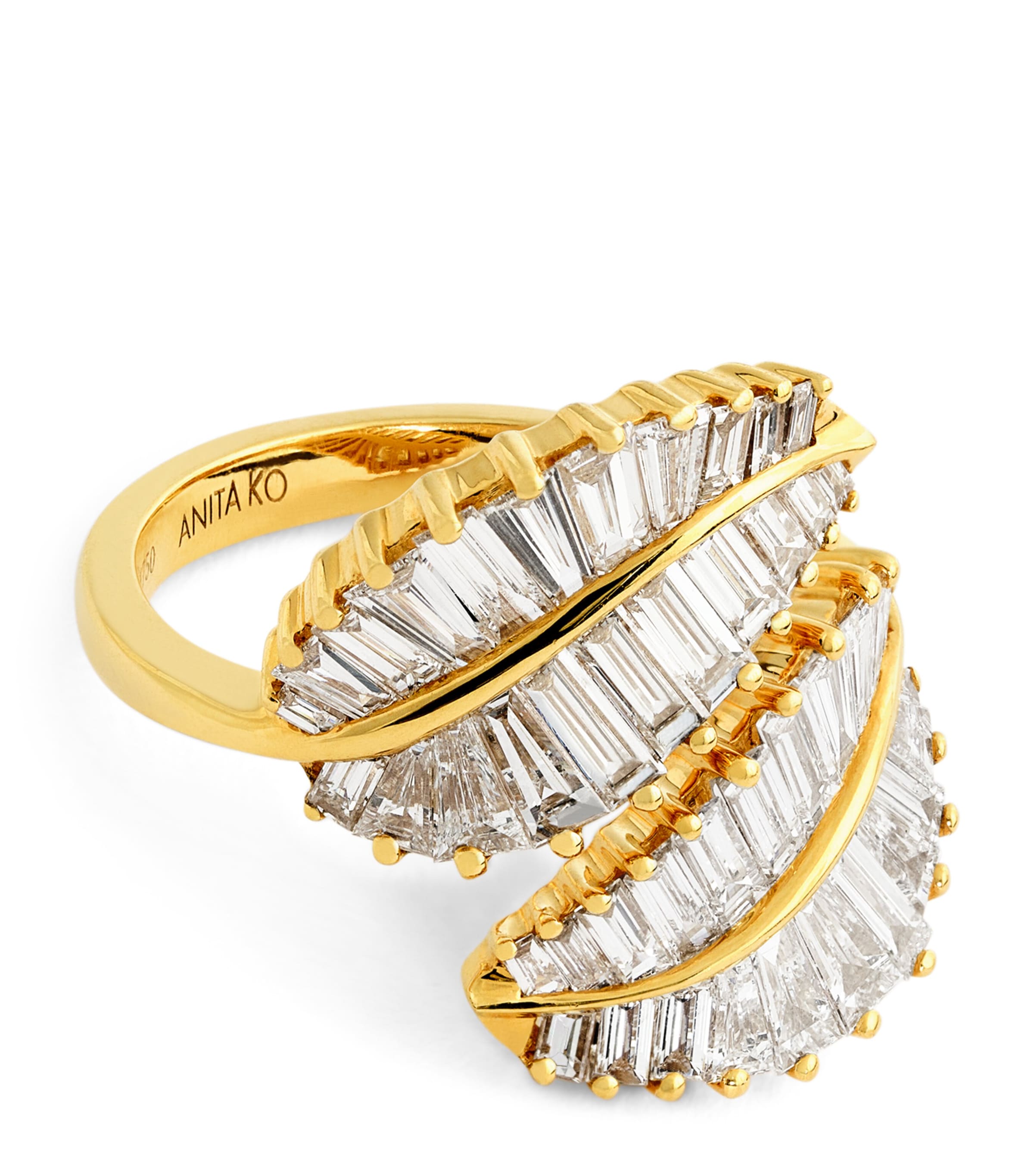 Anita Ko Yellow Gold and Diamond Palm Leaf Ring | Harrods HK