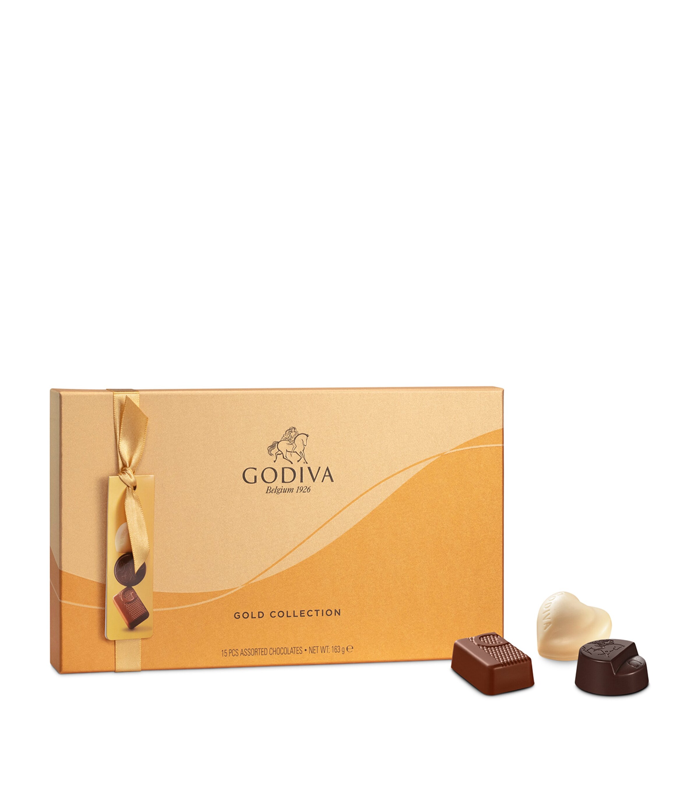 Godiva Milk, White and Dark Chocolate 15-Piece Gold Selection Box (163g ...