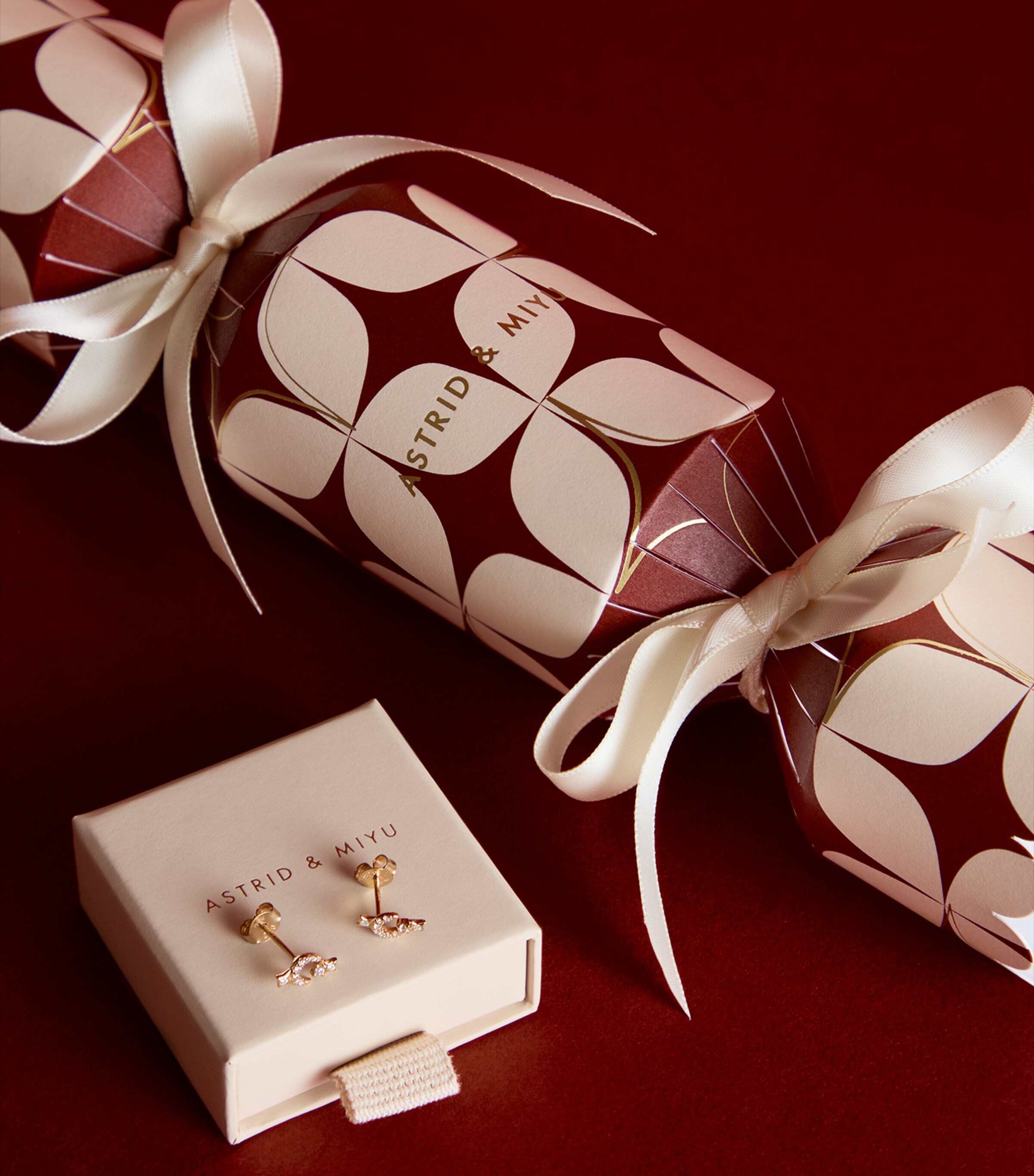 Astrid & Miyu Crescent Moon Stud Earrings Cracker | Harrods UK