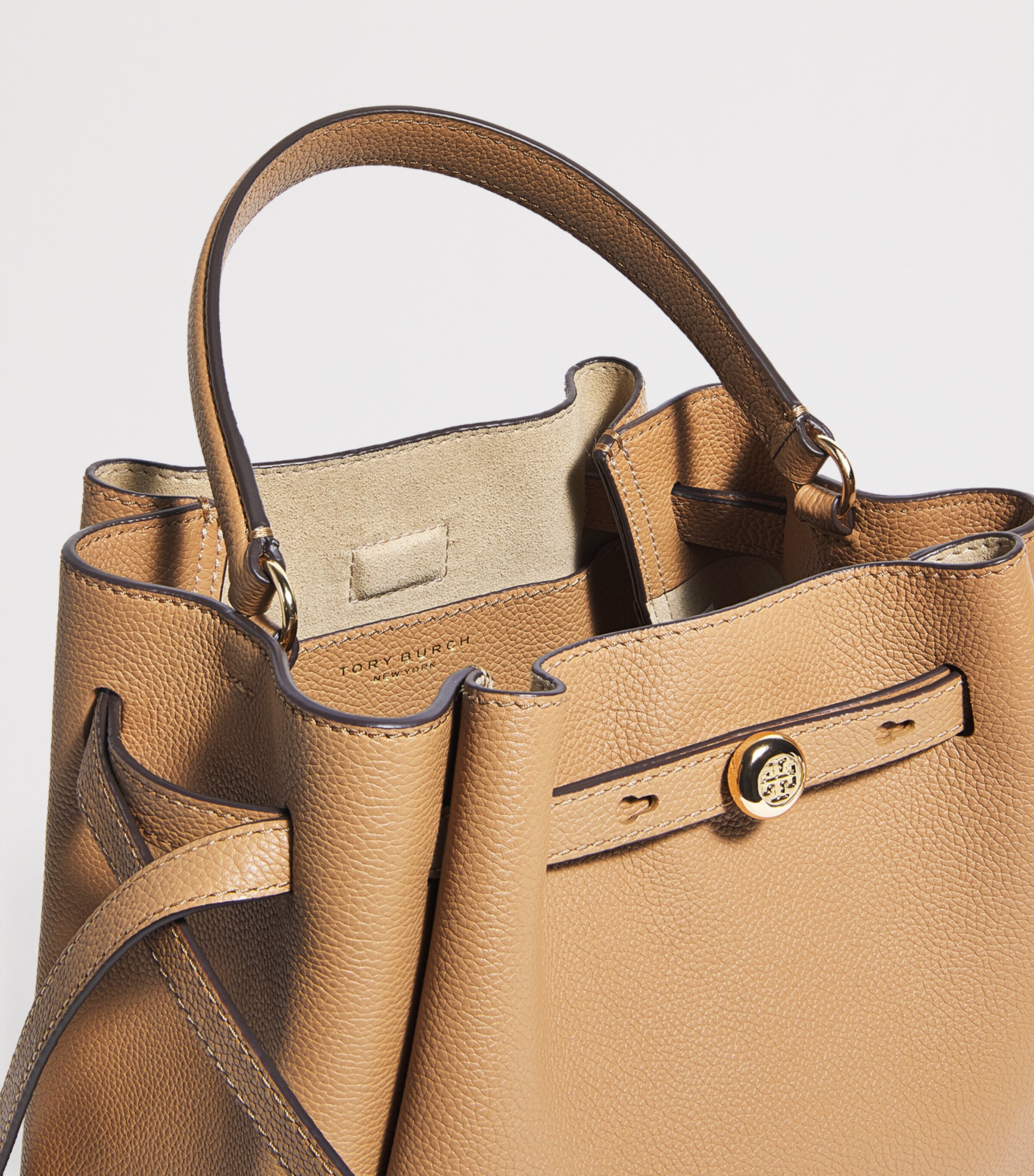 Tory Burch Brown Leather Romy Bucket Bag | Harrods SG