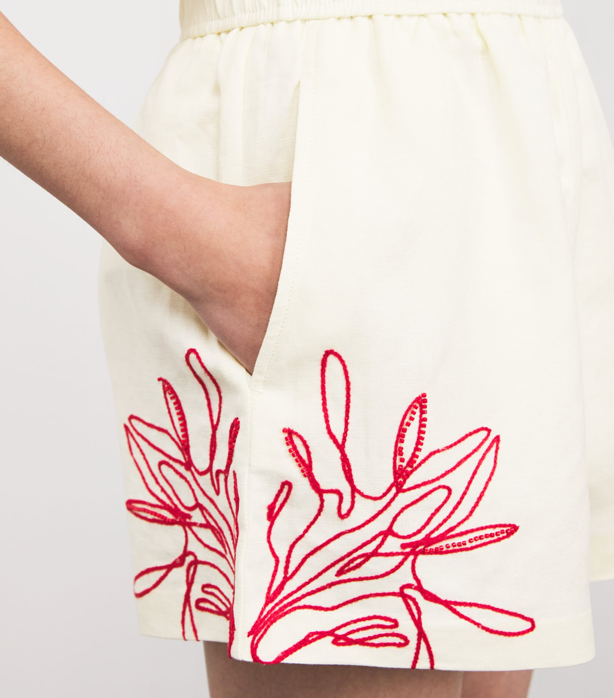 CAMILLA AND MARC Yellow Linen-Blend Embroidered Eviva Shorts | Harrods US