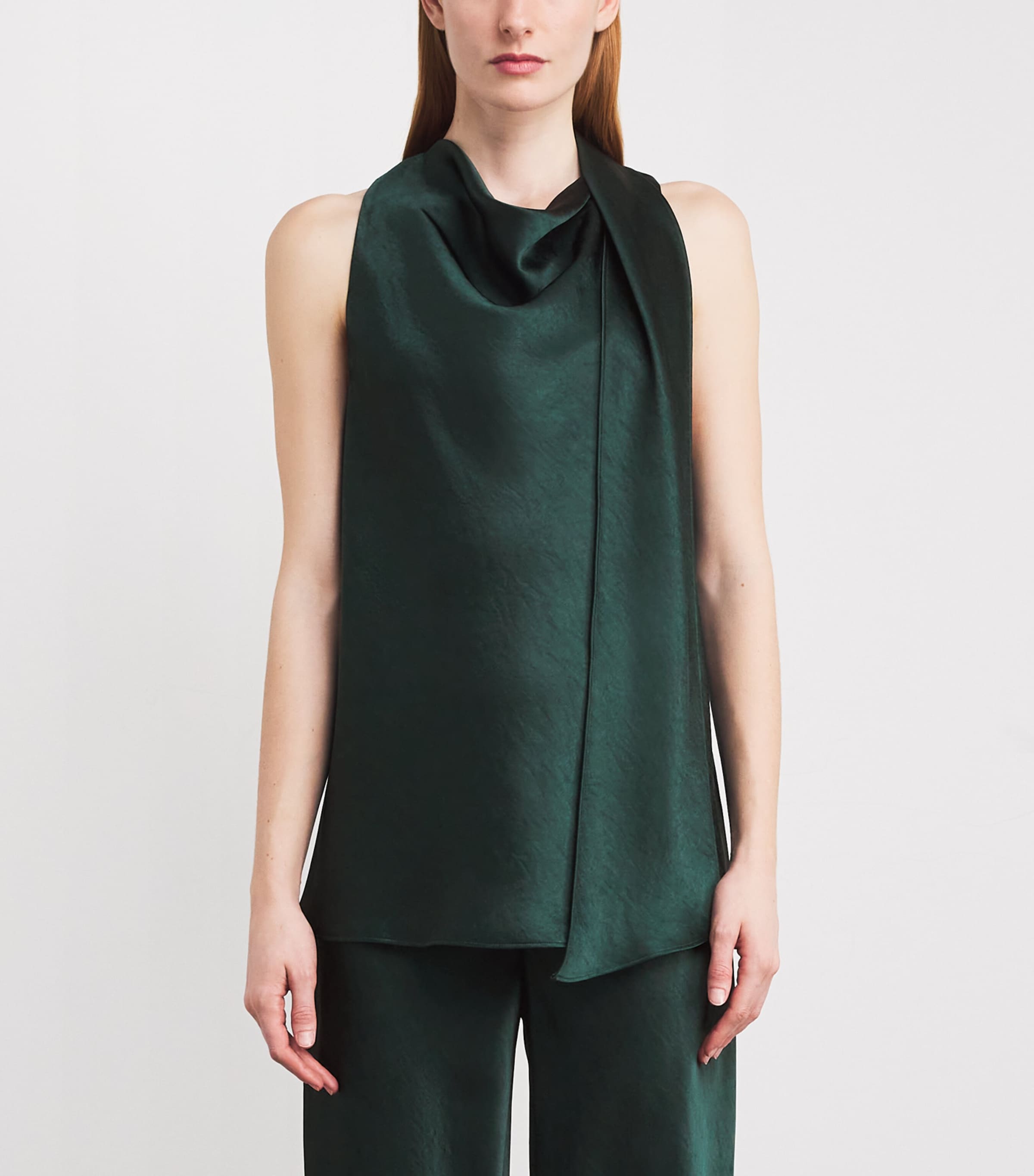 Vince Green Satin Scarf Top | Harrods UK