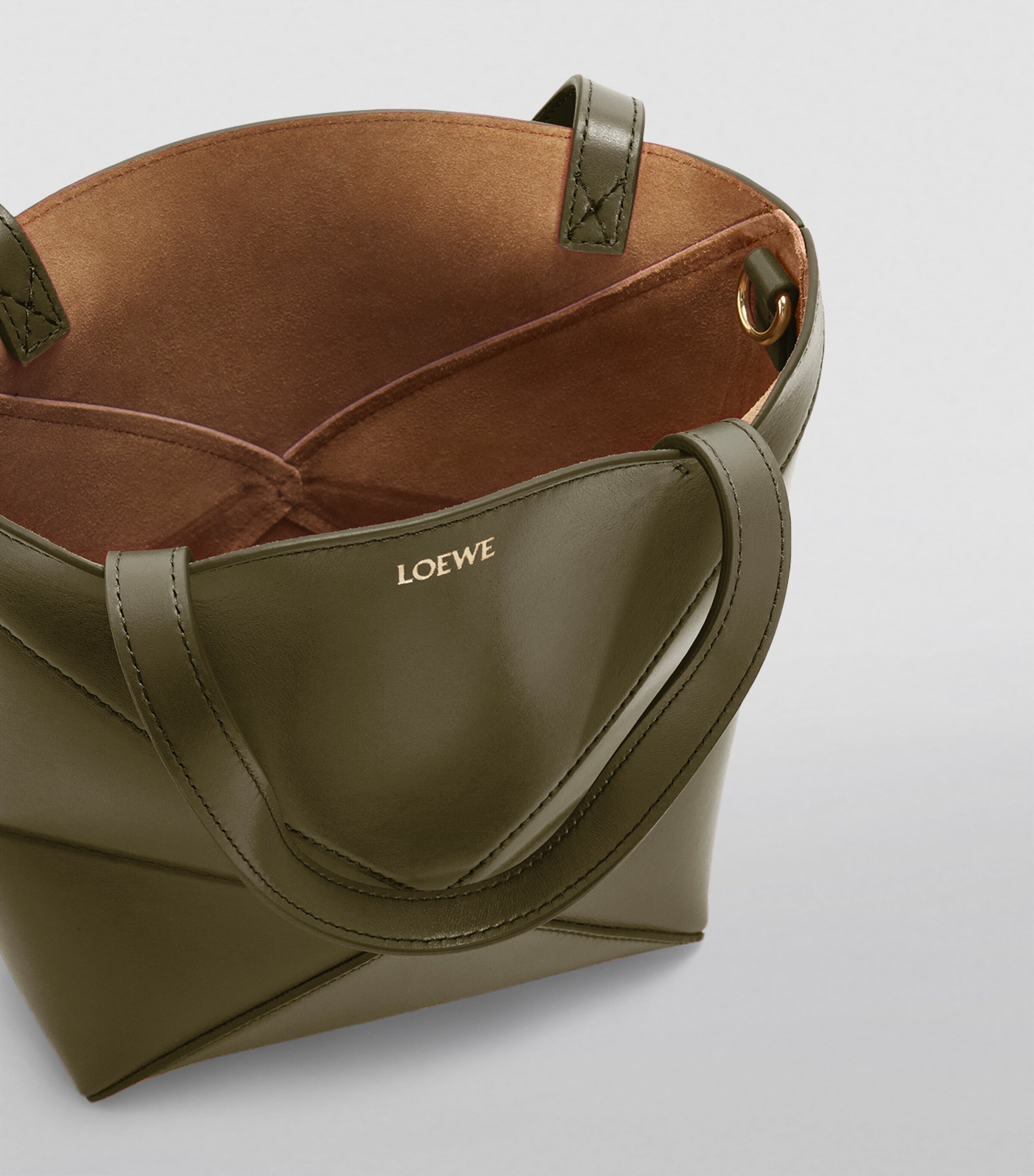 LOEWE Green Mini Leather Puzzle Fold Tote Bag | Harrods UK