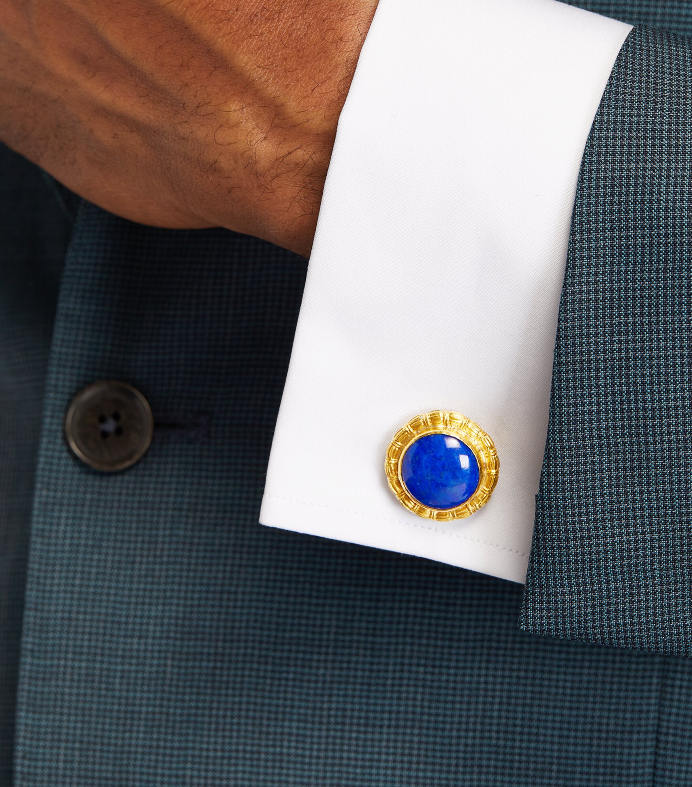 Brooski Gold and Lapis Cufflinks | Harrods UK