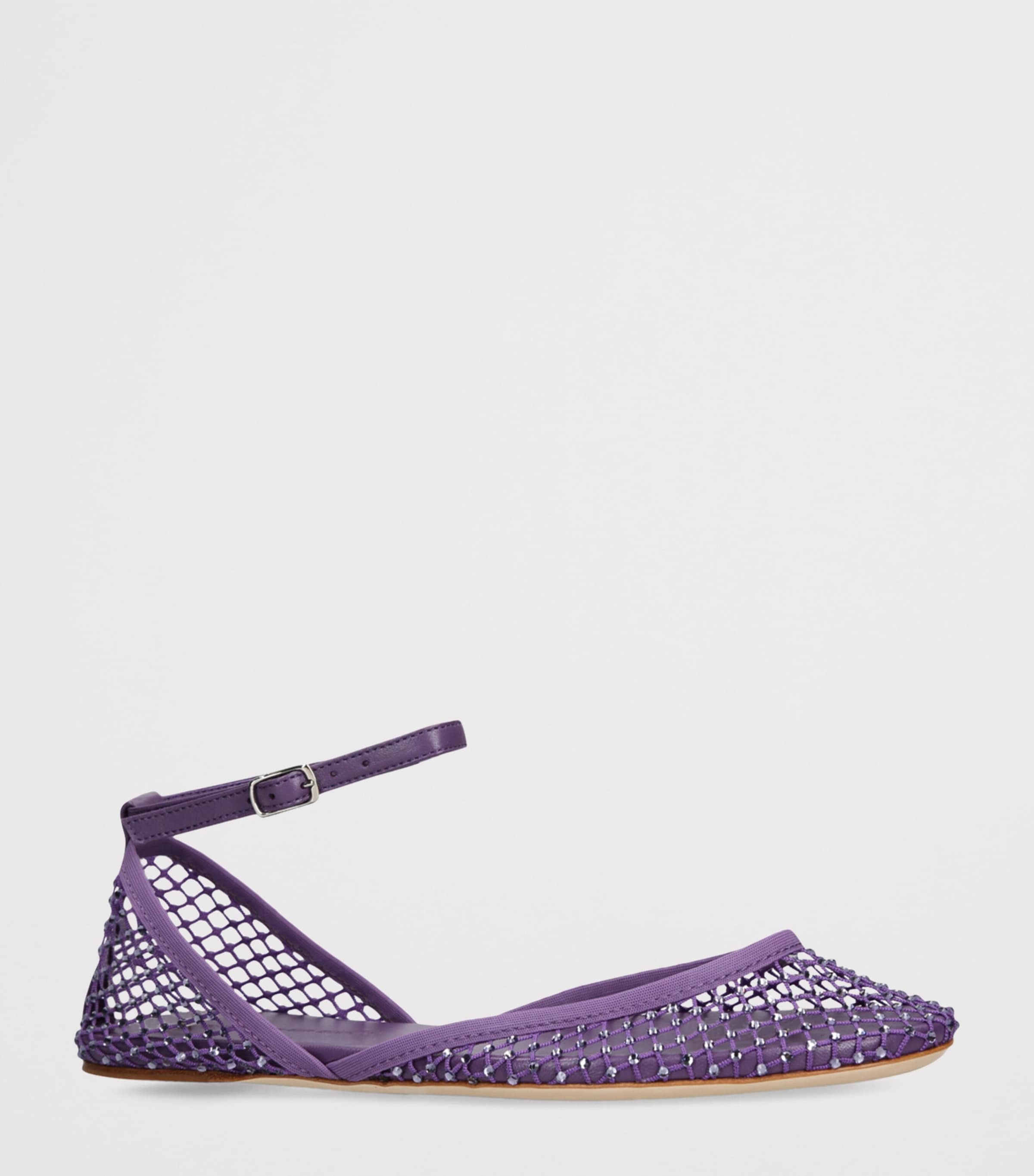 Christopher Esber Purple Mesh Embellished Minette Buckled Ballet Flats ...