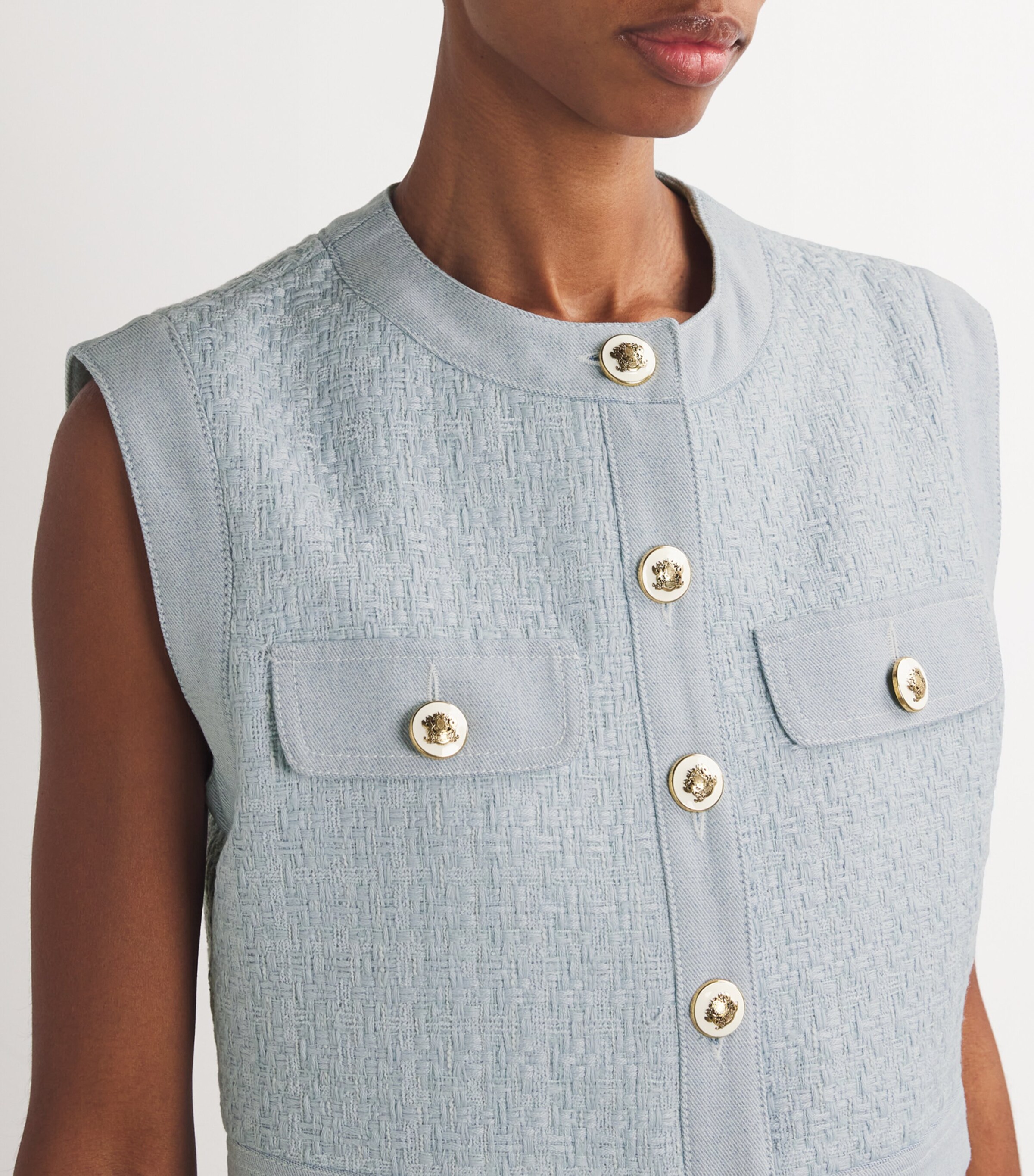 Sandro Paris Blue Button-Detail Waistcoat | Harrods US