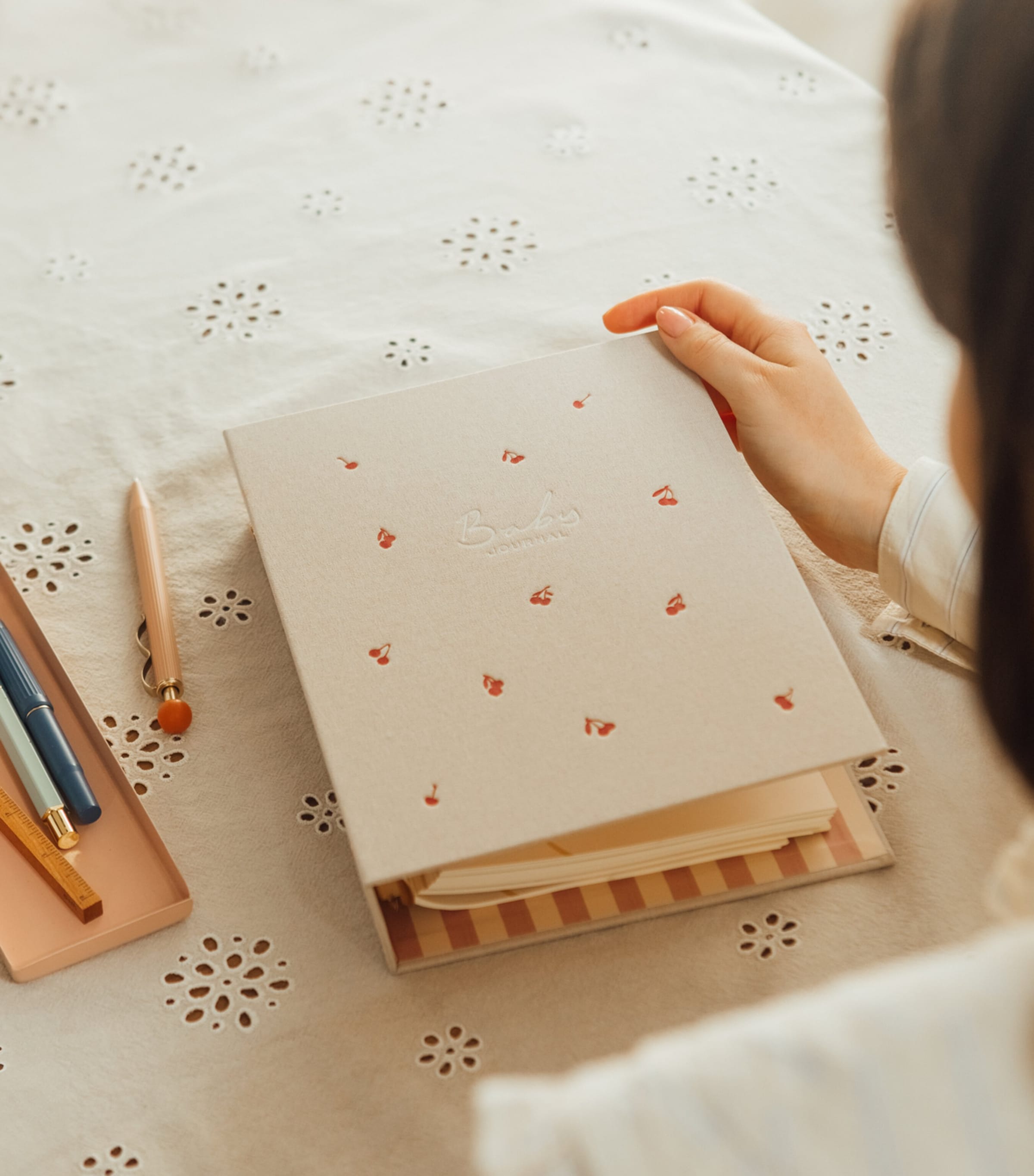 Papier Baby Cherries Binder and Folio | Harrods AU