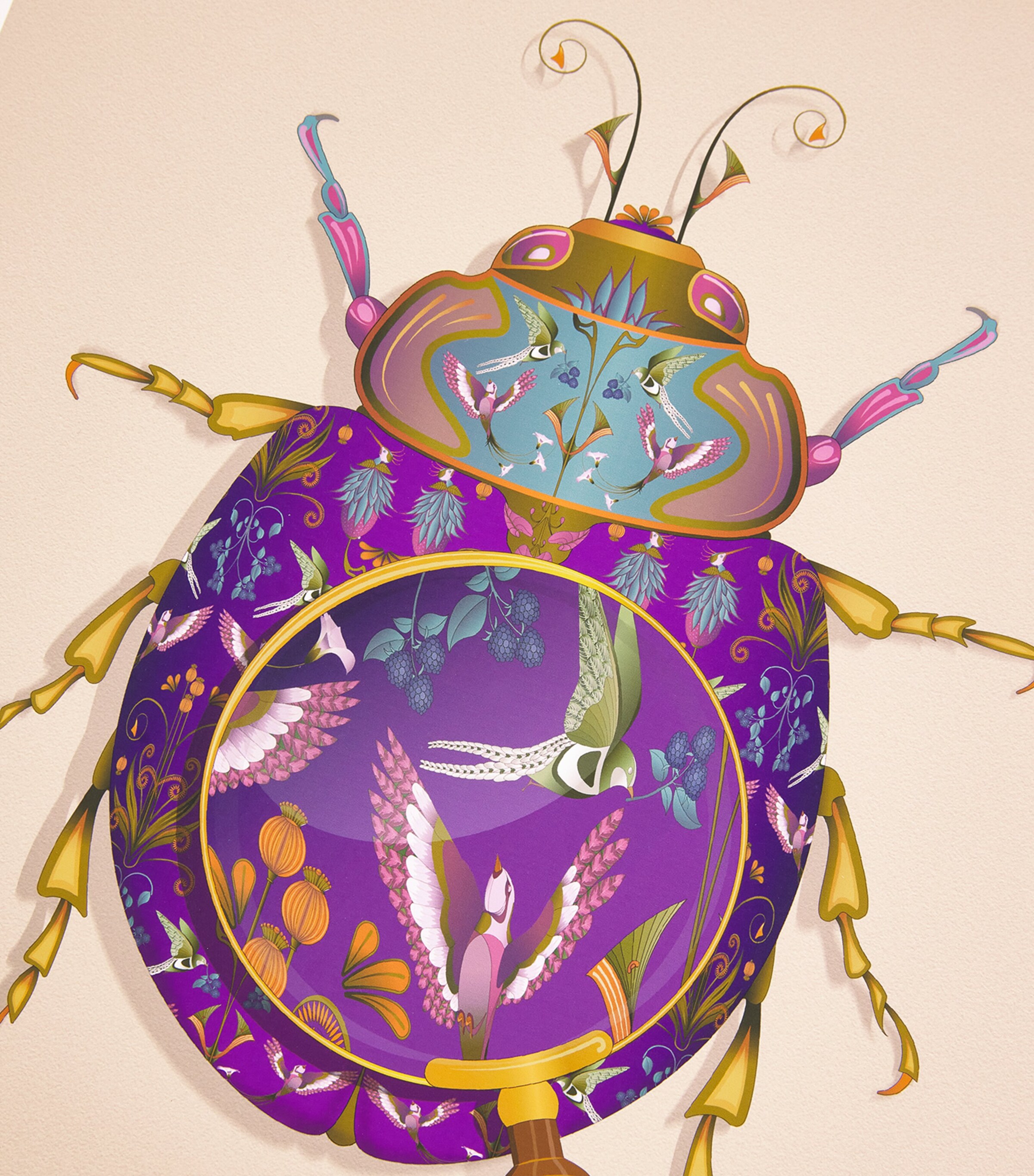 Konstantinos Chalaris Curious Collector Beetle & Magnifying Glass Print (42cm x 30cm) | Harrods US