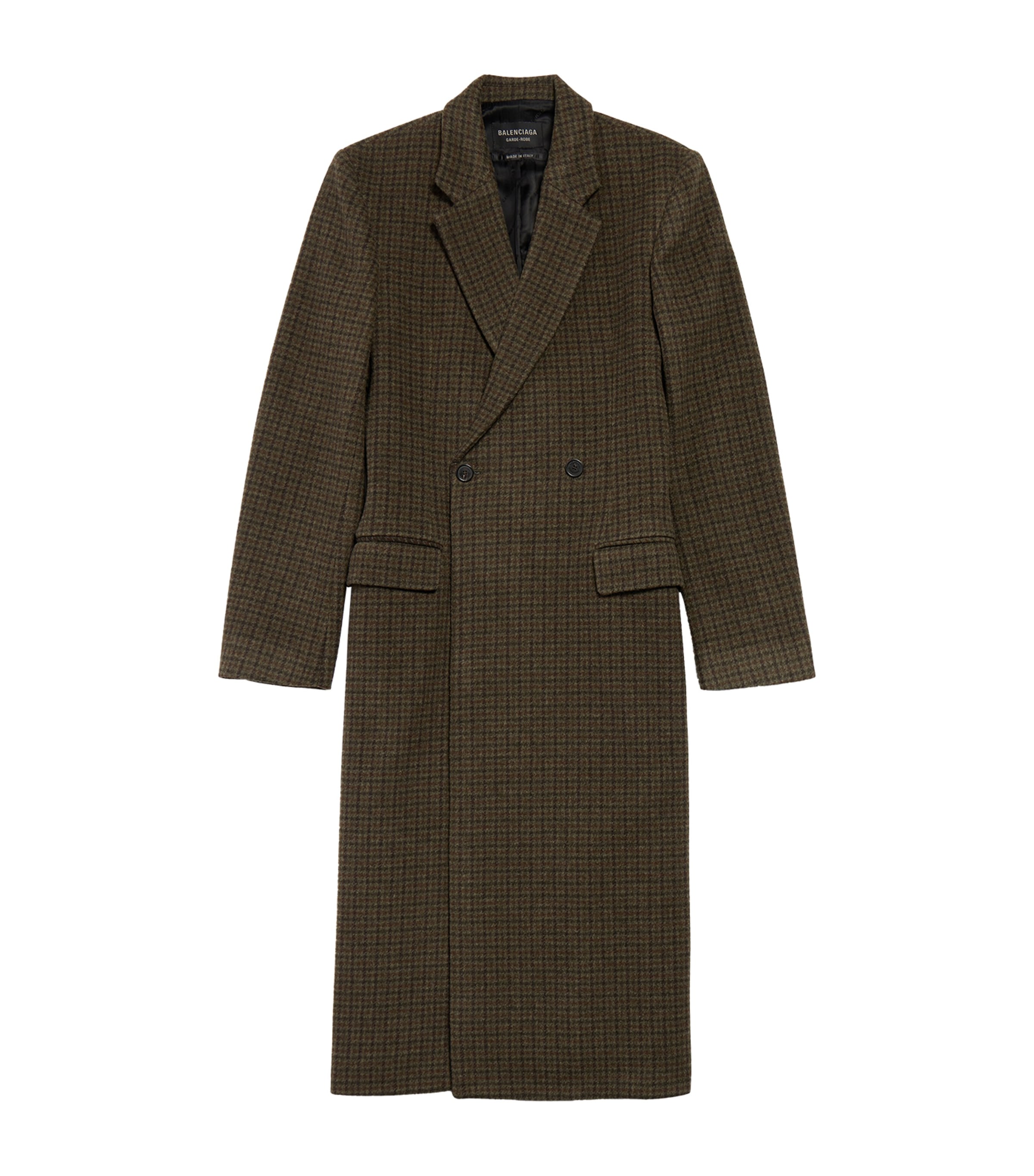 Balenciaga Brown Melton Wool Check Overcoat | Harrods CA