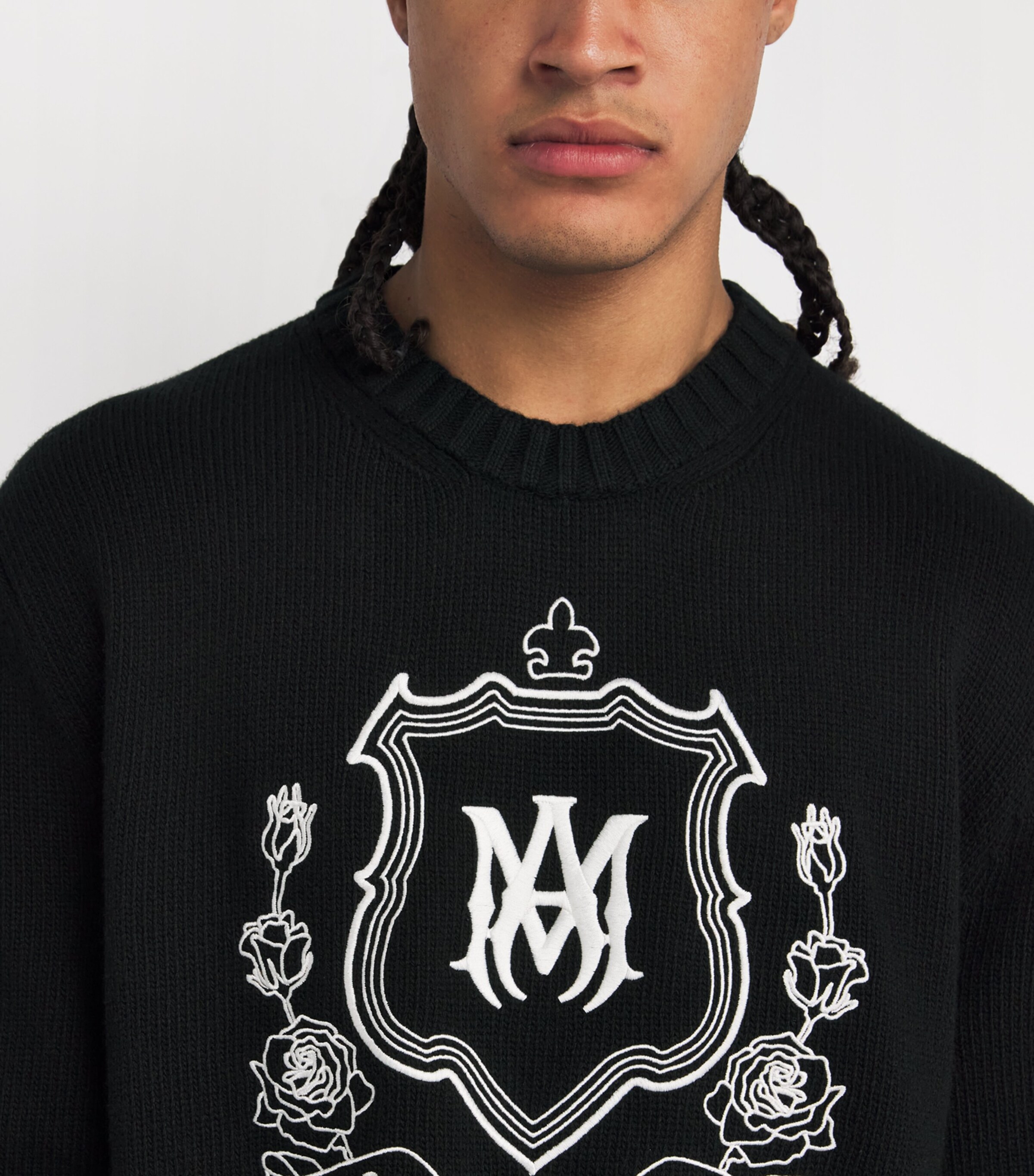 AMIRI Black Wool Crest Logo Sweater | Harrods UK