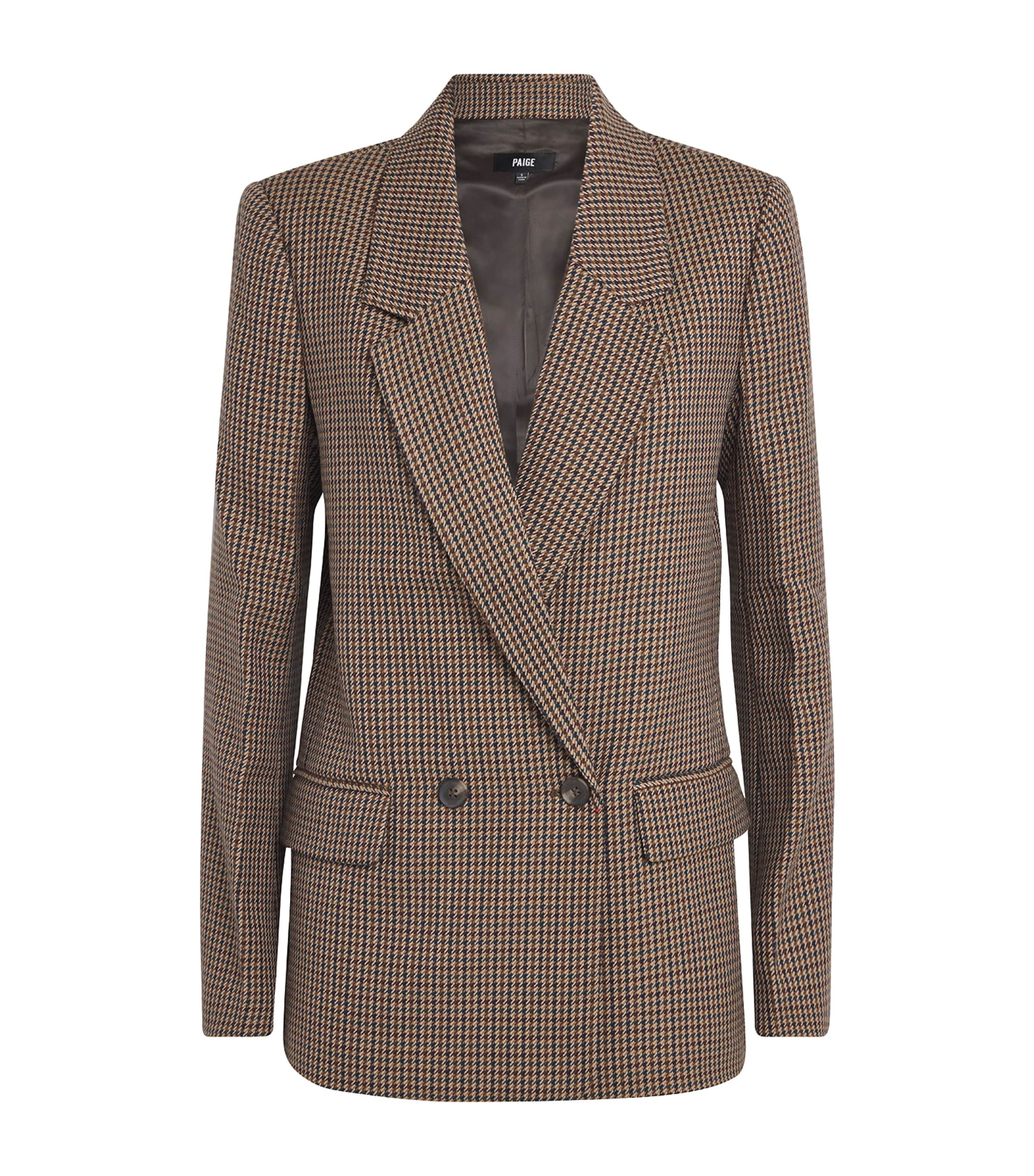 PAIGE Wool-Blend Houndstooth Quentin Blazer | Harrods IN