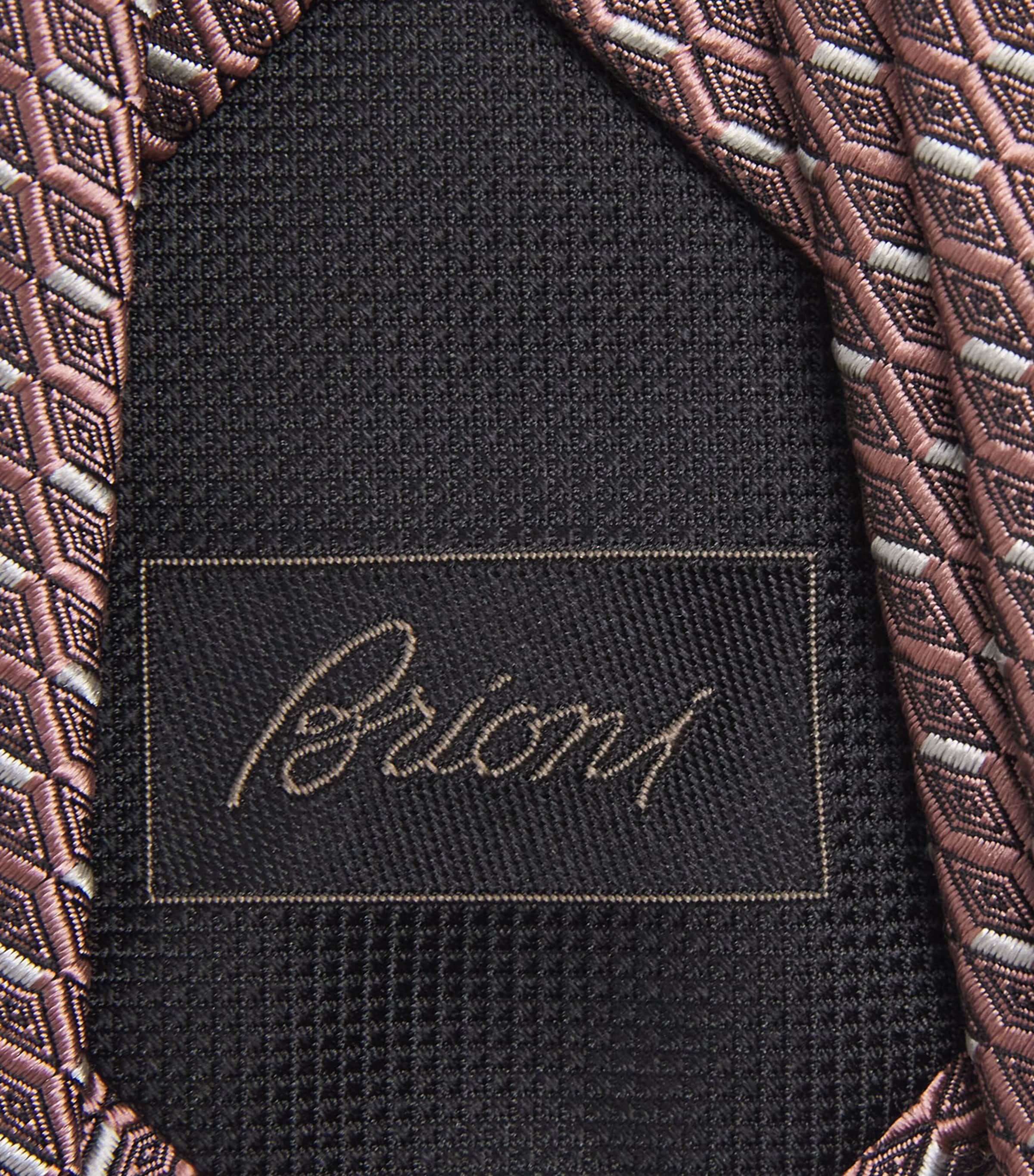 Brioni Pink Silk Geometric-Jacquard Tie | Harrods US