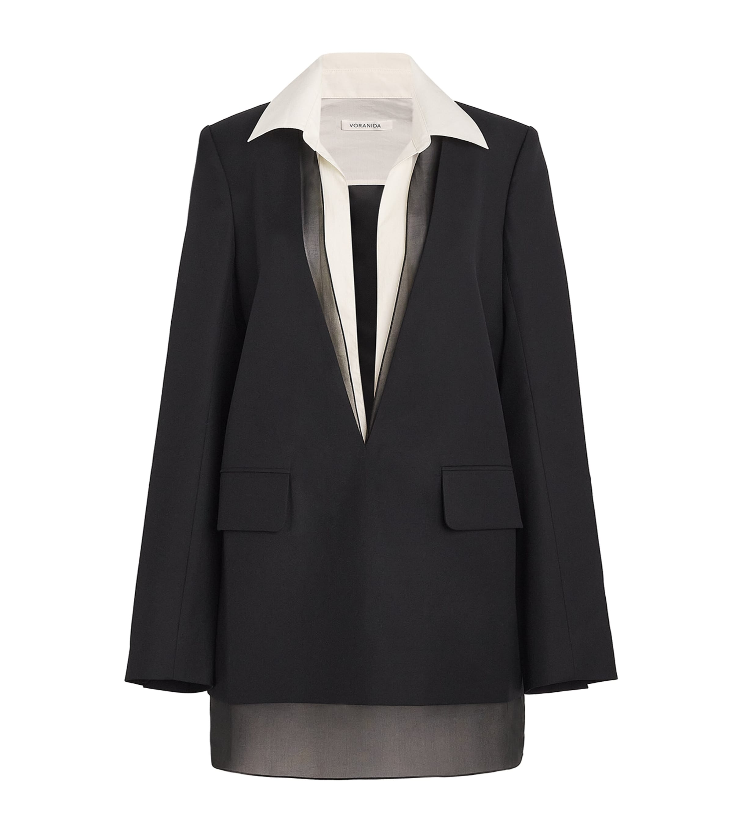 Voranida Black Layered Collared Blazer | Harrods US