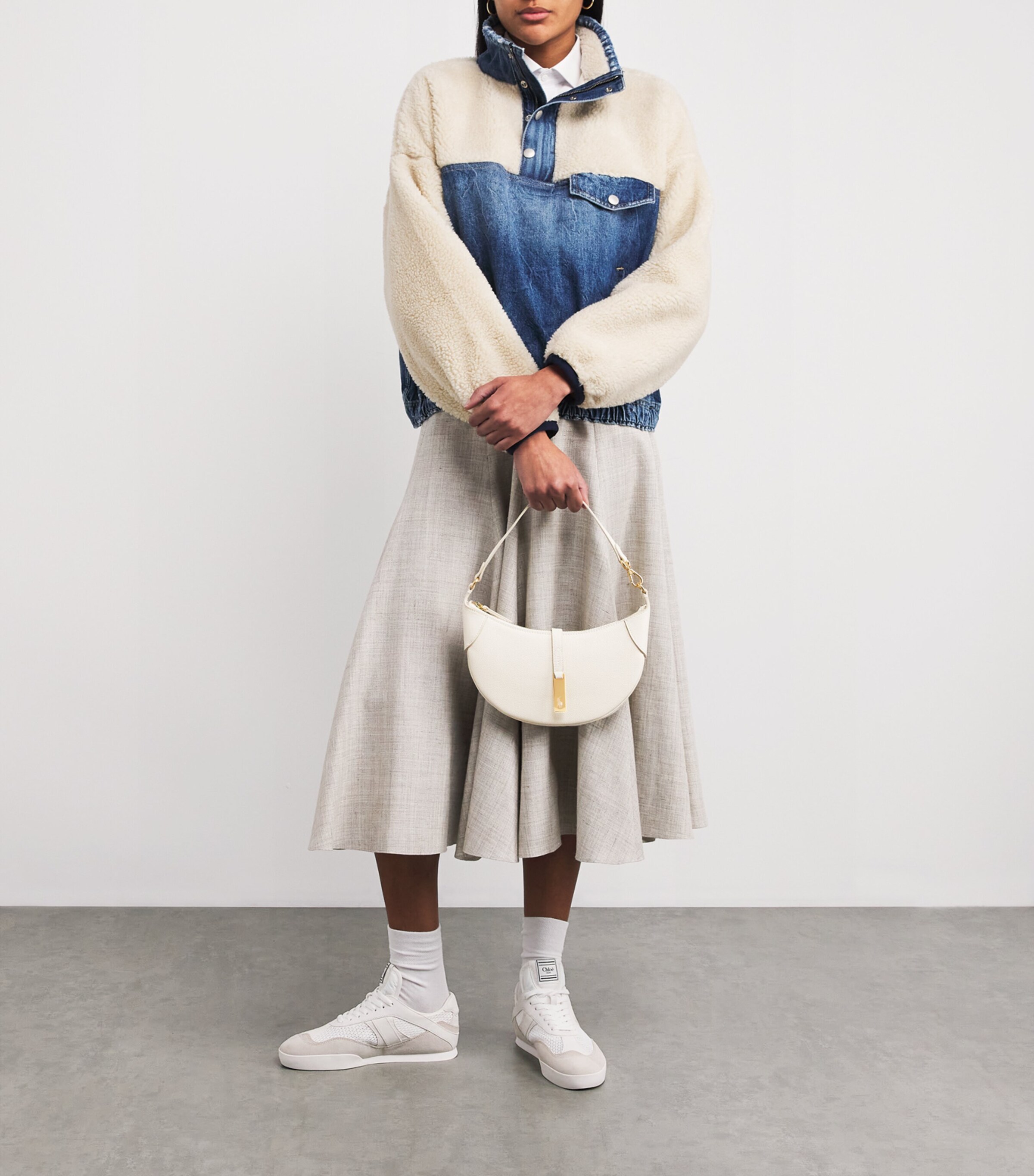 Polo Ralph Lauren White Small Leather Polo ID Shoulder Bag | Harrods UK