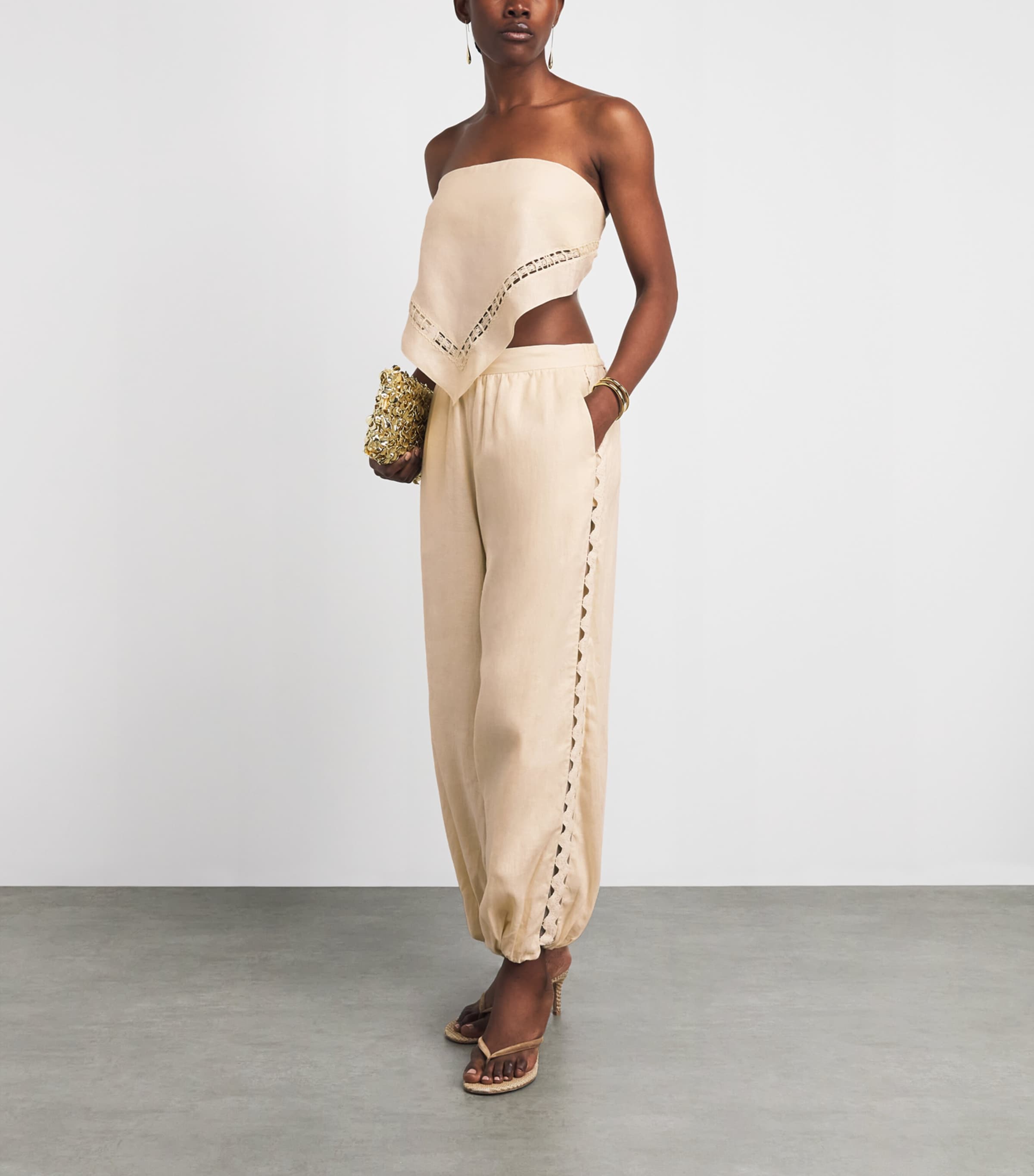 Simkhai Beige Linen-Hemp Selah Ballon Trousers | Harrods US