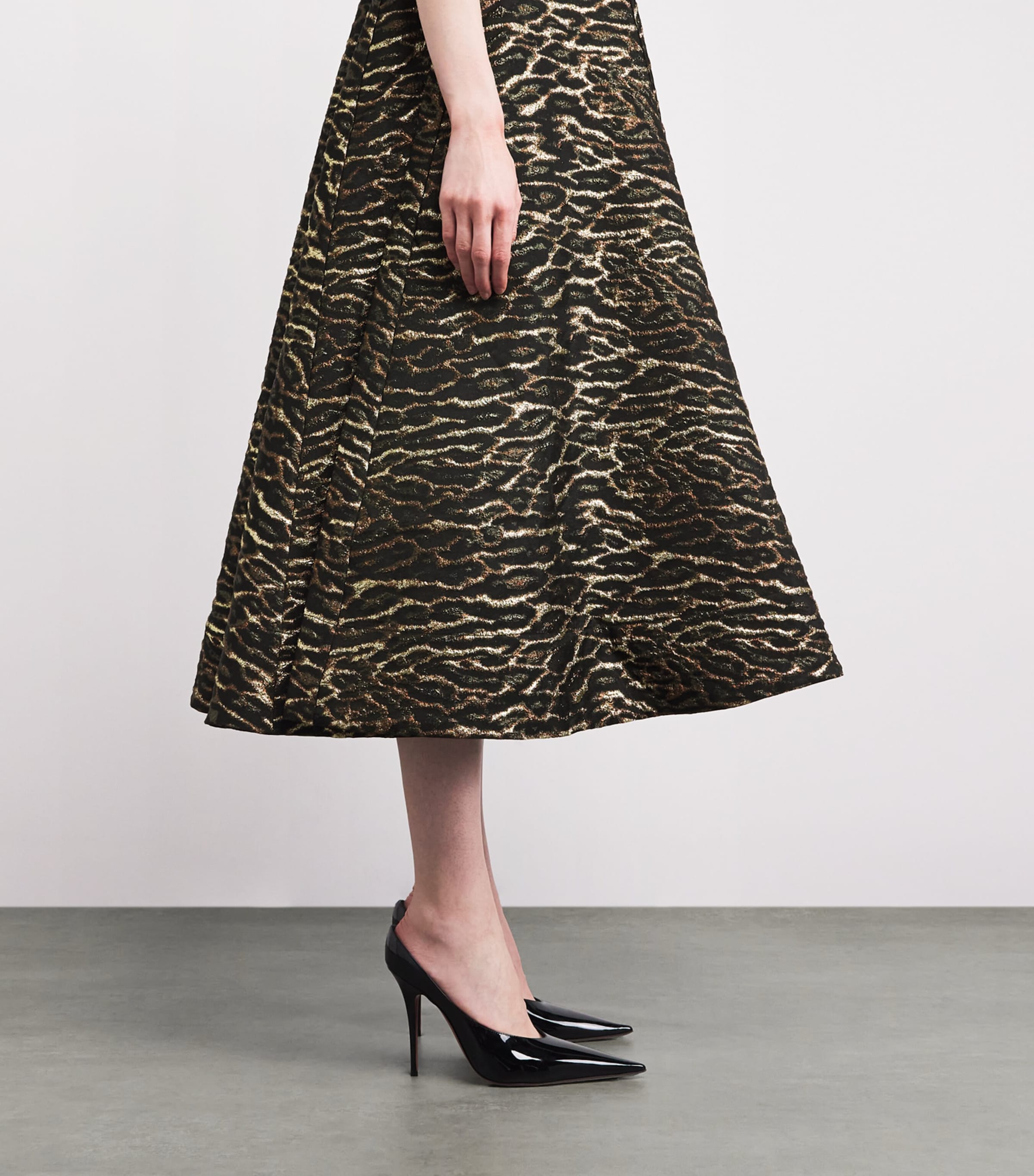 GANNI Brown Metallic Leopard Jacquard Maxi Dress | Harrods CA