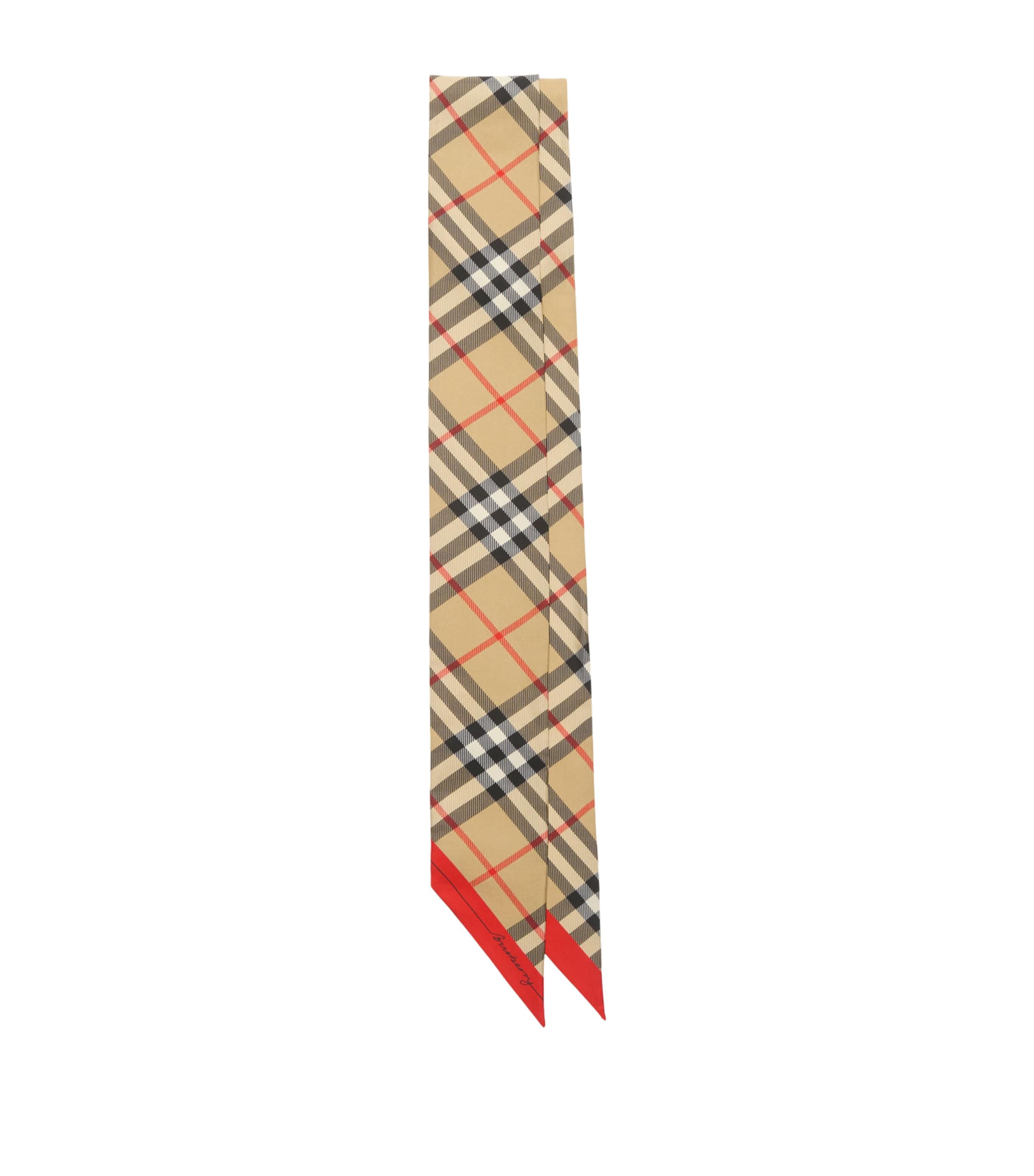 Burberry Beige Silk Contrast Check Twilly | Harrods US